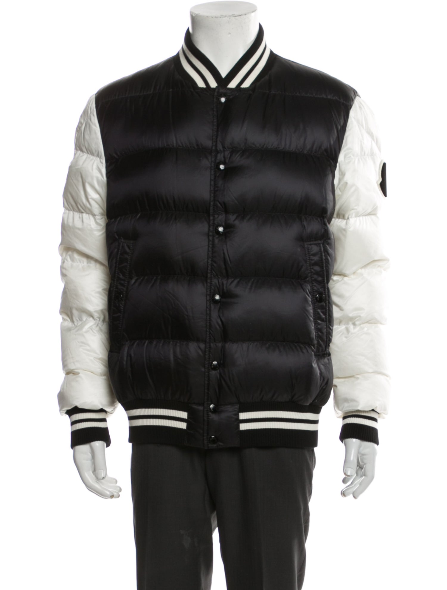 Moncler Colorblock Pattern Bomber Jacket - Black Outerwear, Clothing ...