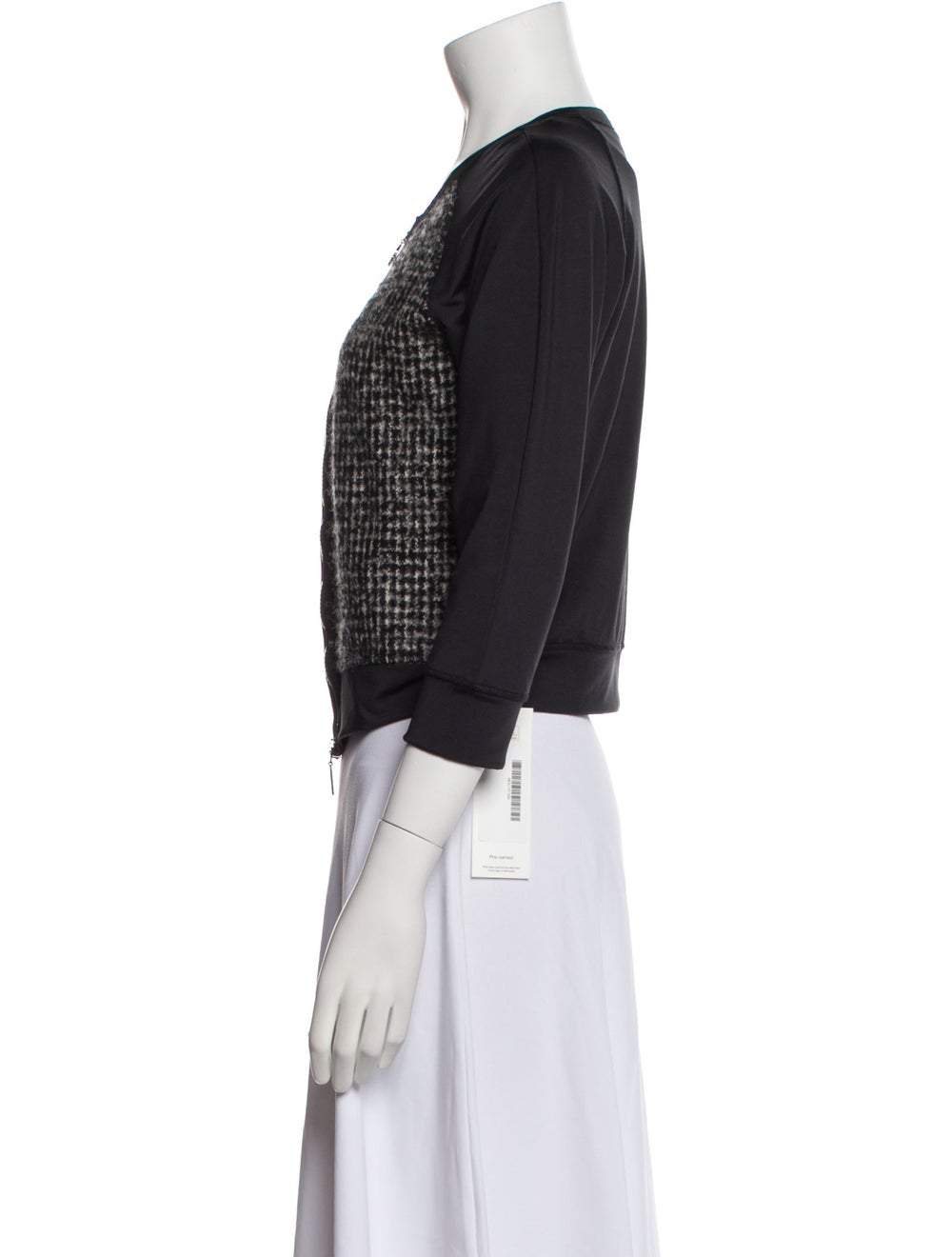 Moncler Bomber Jacket Black Tweed Pattern Ruffle Embe… - Gem