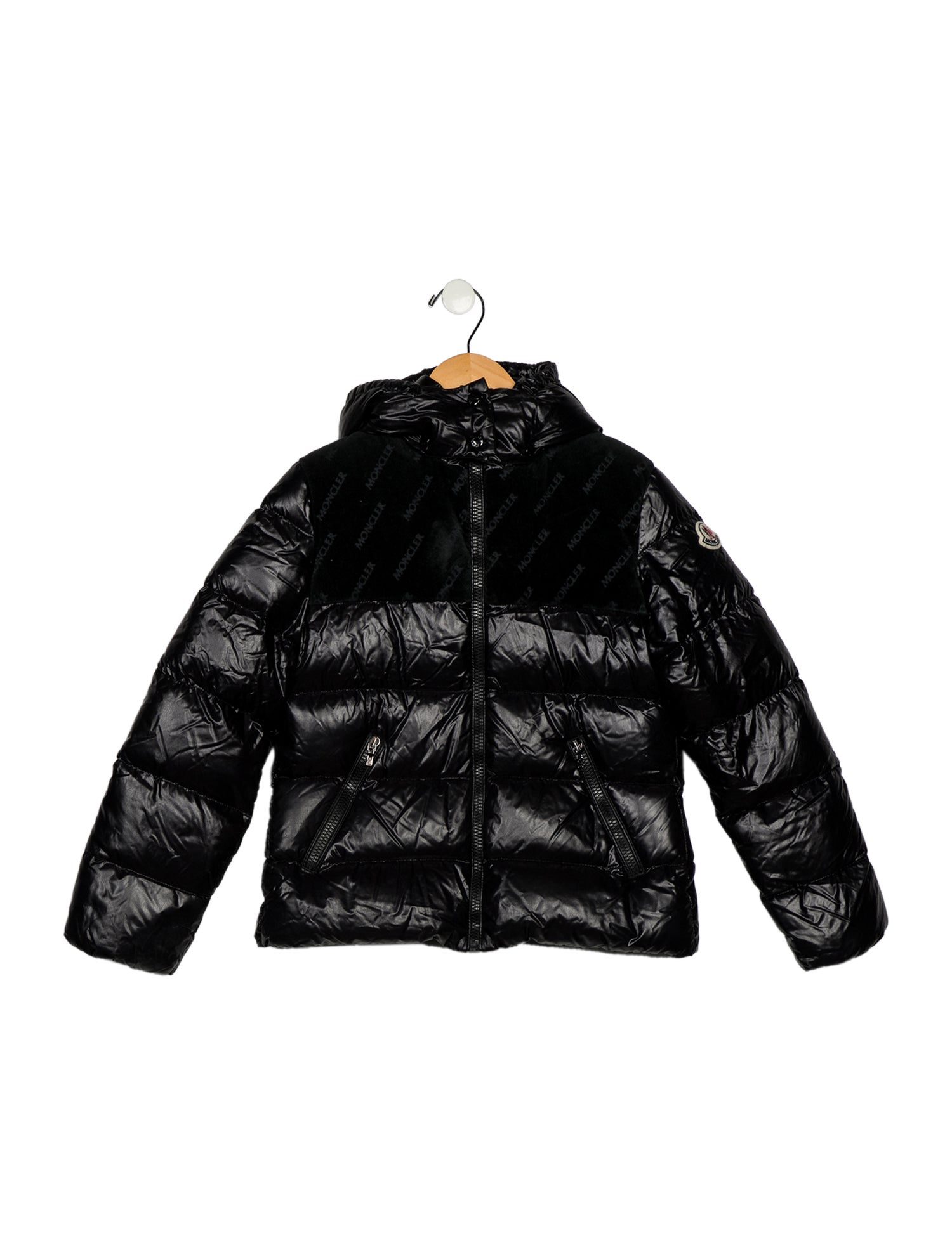 Moncler Kids Girls' Logo Print Down Jacket - Black Sizes 7-16, Girls ...