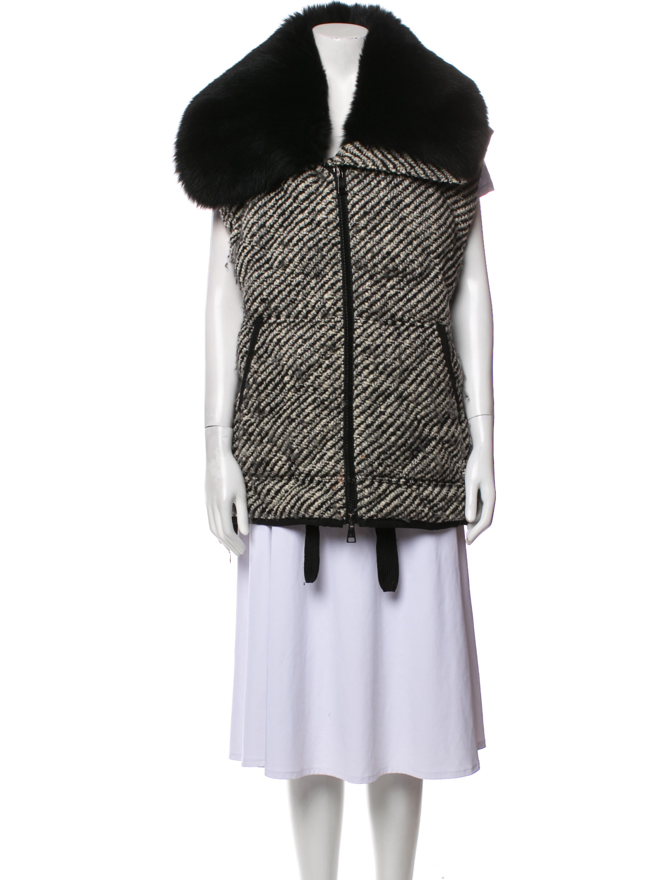 Moncler Tweed Pattern Vest - Black Outerwear, Clothing - MOC149424 ...