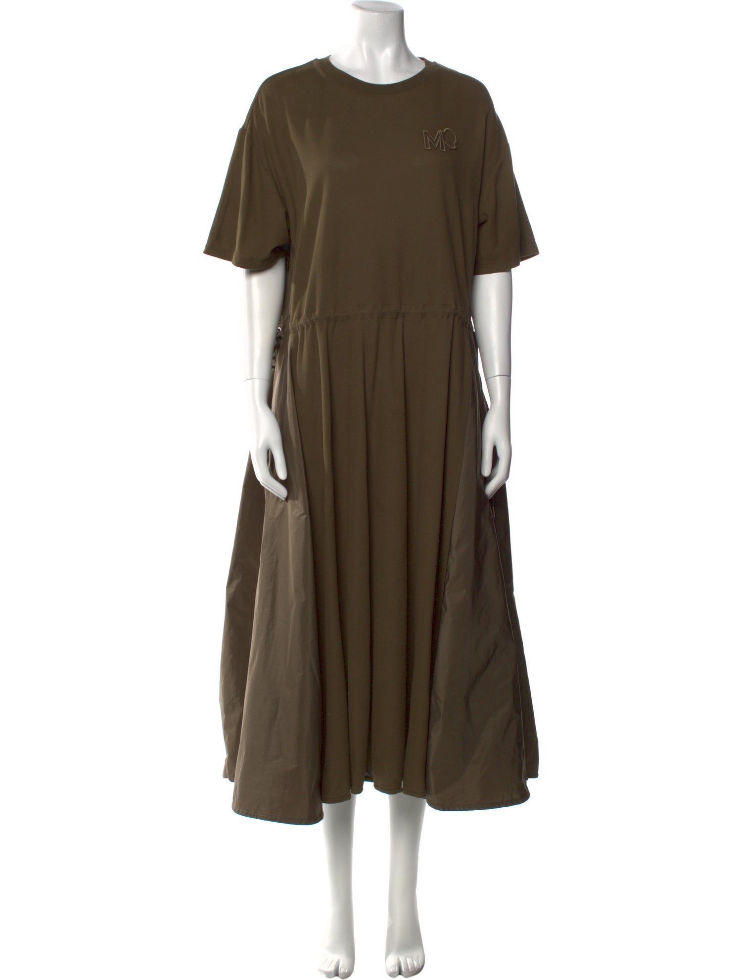 Moncler Crew Neck Long Dress - Green Dresses, Clothing - MOC158807 ...