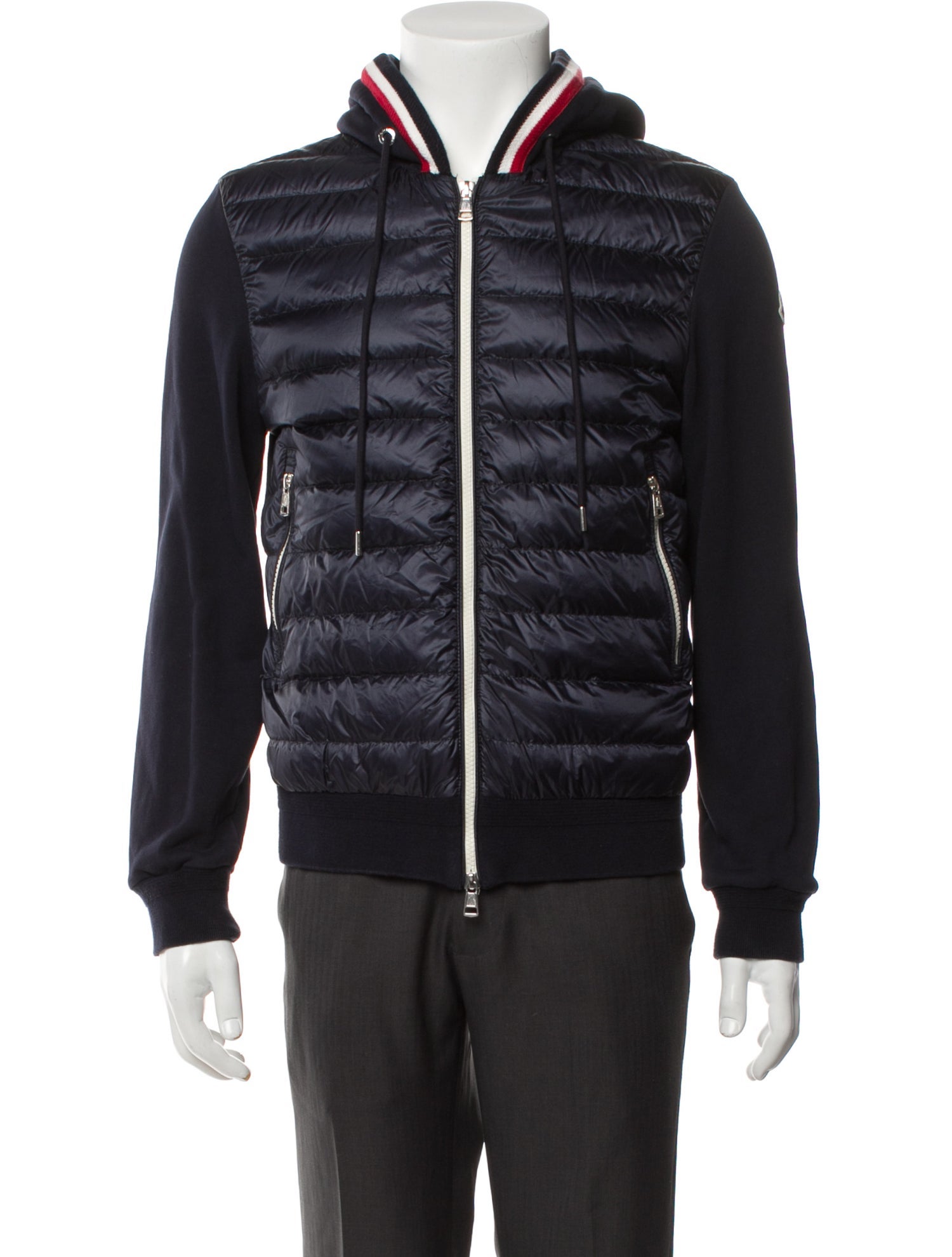 Moncler Striped Puffer Coat - Blue Outerwear, Clothing - MOC165393 ...