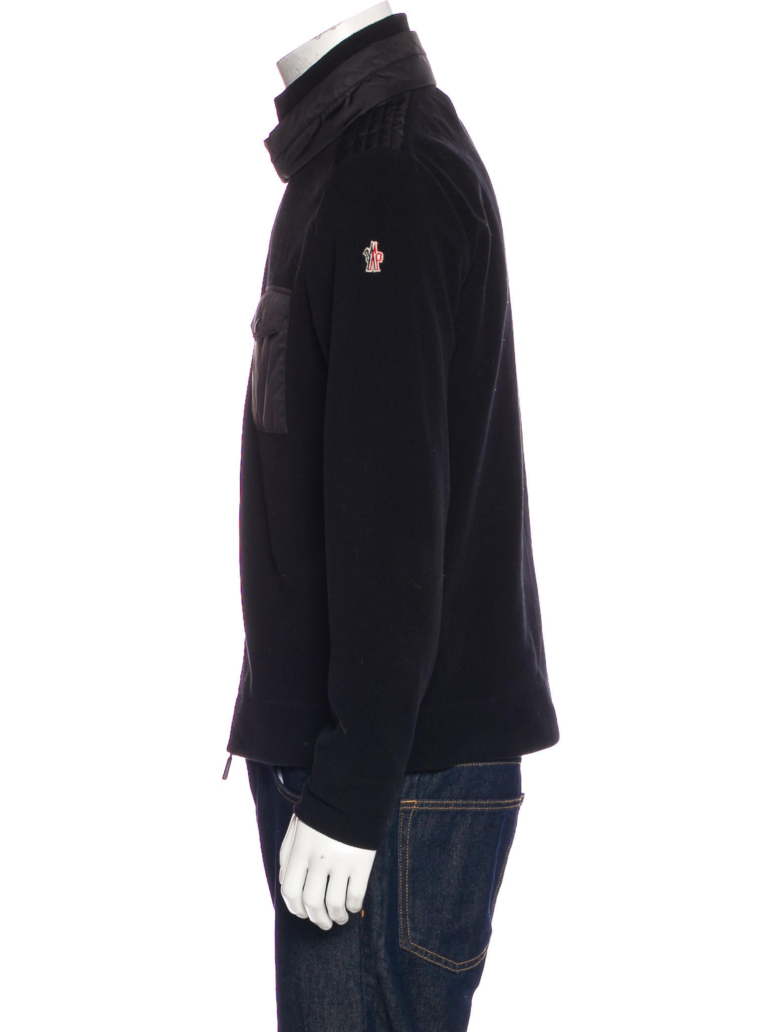 Moncler Fleece Zip-Up Jacket - Black Outerwear, Clothing - MOC26601 ...