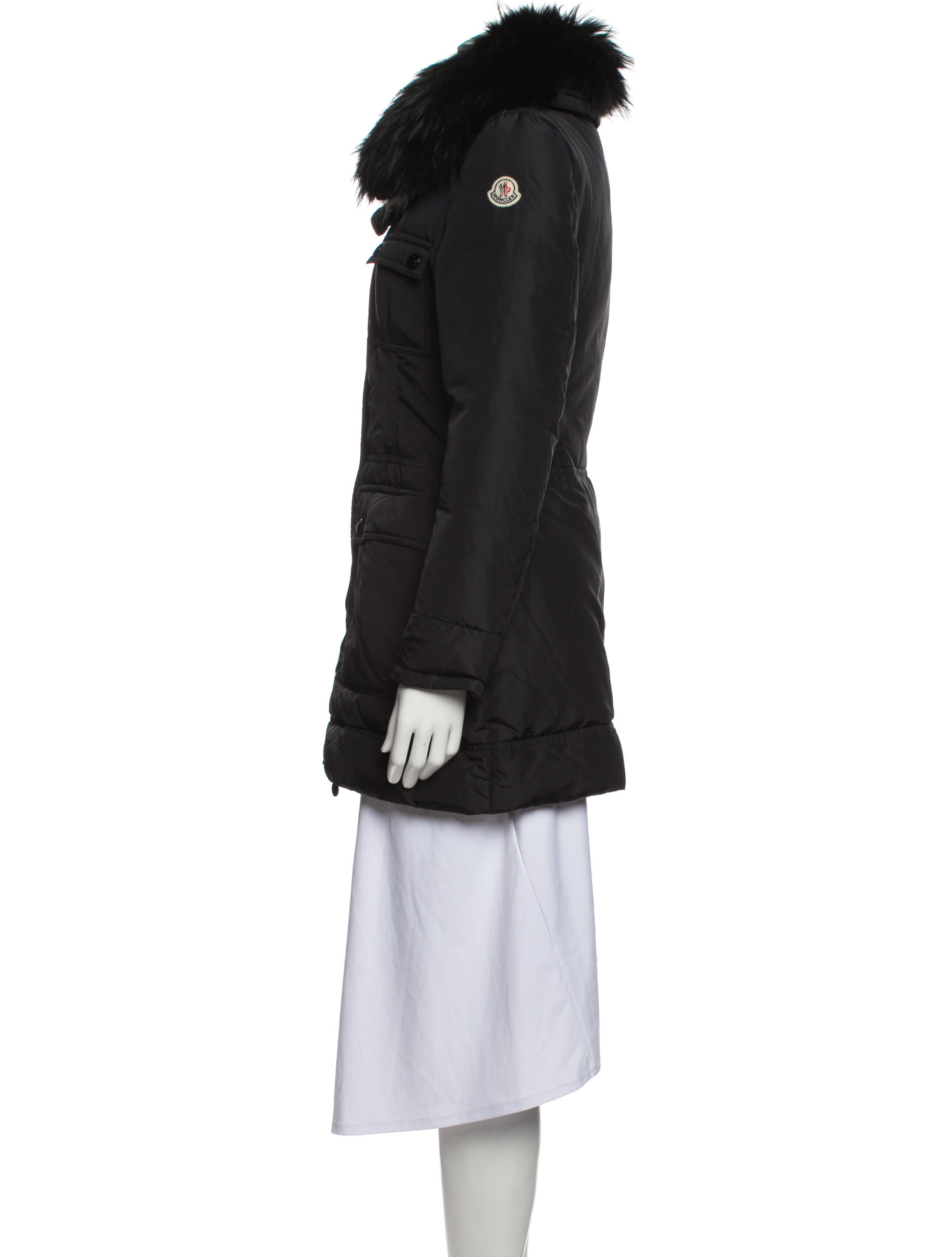 Moncler Loup Giubbotto Fur Coat - Black Coats, Clothing - MOC94028 ...