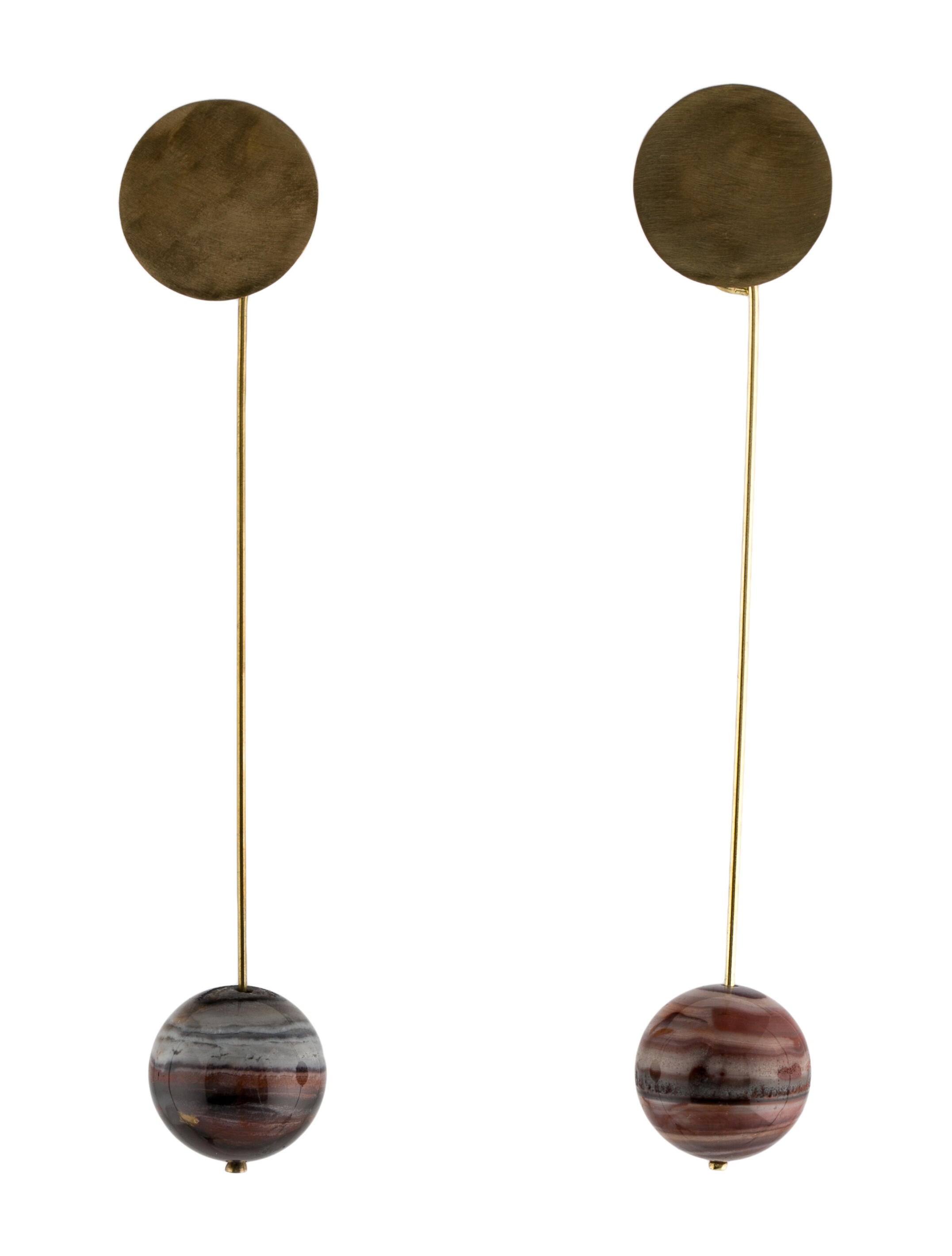 Modern Weaving Drop Sphere Earrings - Gold-Tone Metal Drop, Earrings ...