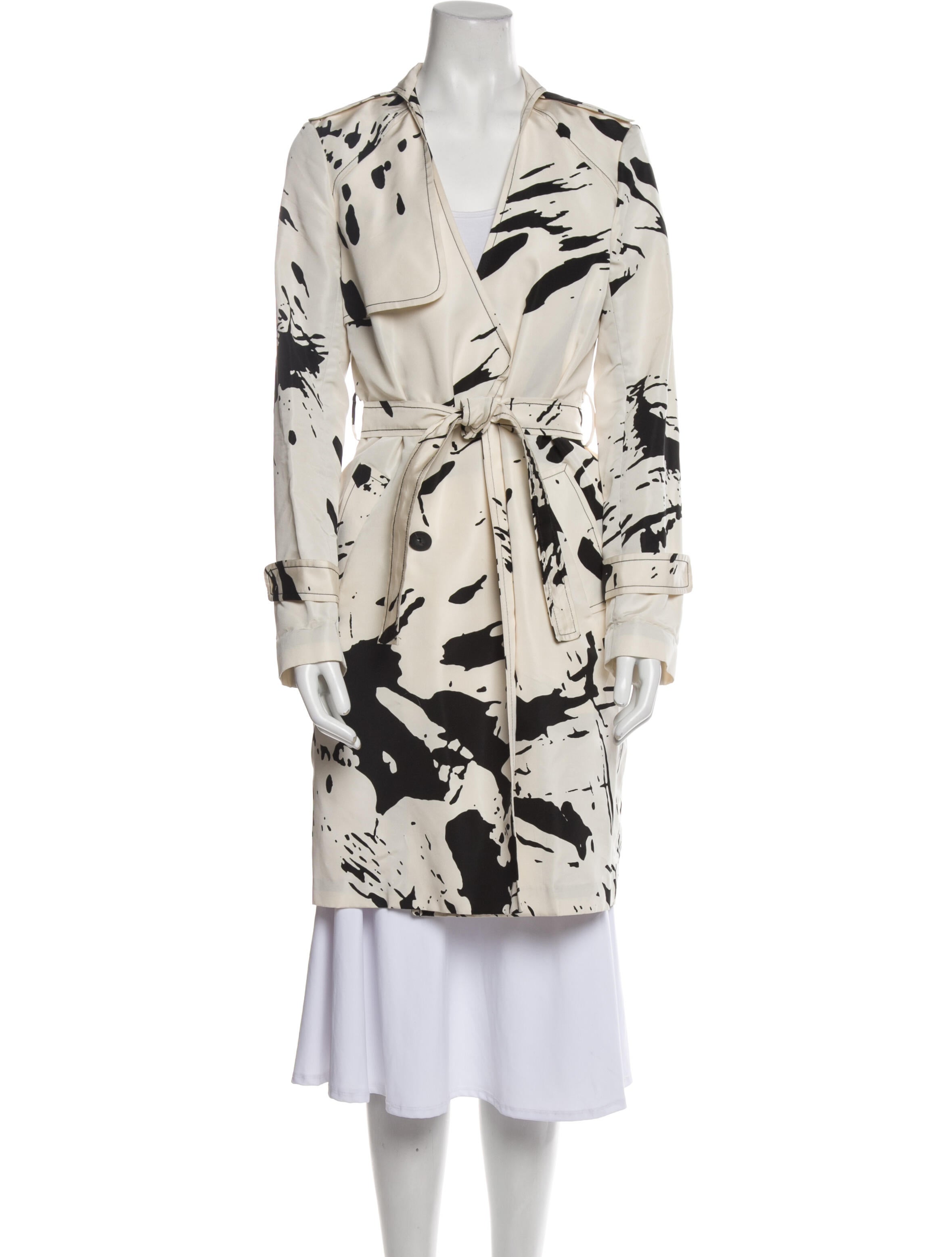 Monique Lhuillier Printed Trench Coat - White Coats, Clothing ...