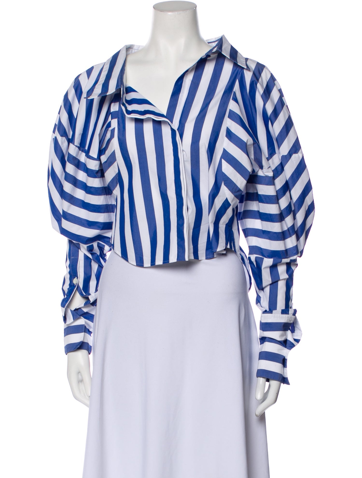 Monse Striped Long Sleeve Blouse - White Tops, Clothing - MONSE30241 ...