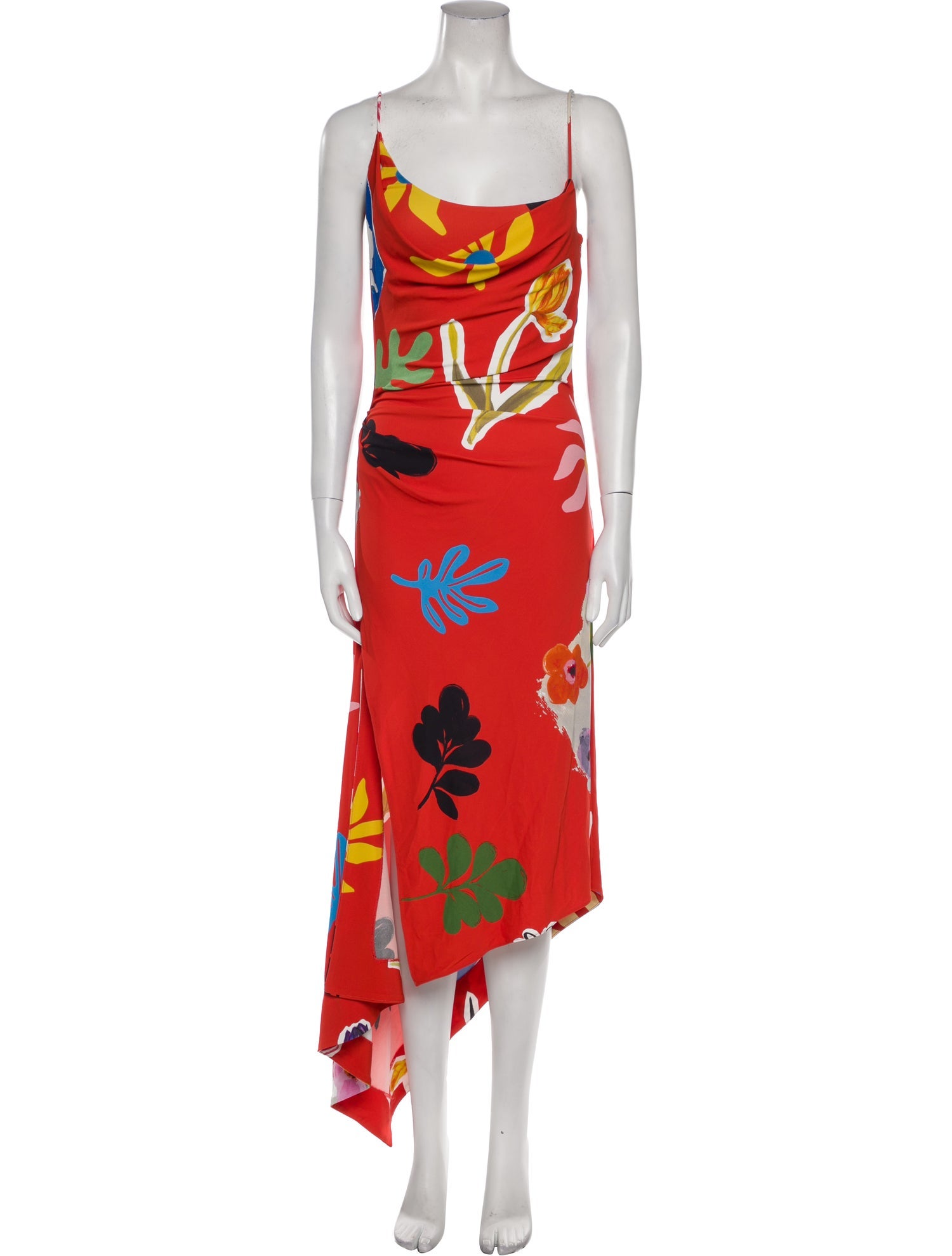 Monse Floral Print Midi Length Dress - Orange Dresses, Clothing ...
