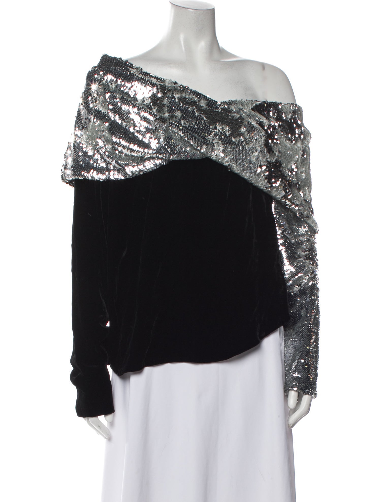 Monse Velvet Colorblock Pattern Top - Black Tops, Clothing - MONSE31986 ...