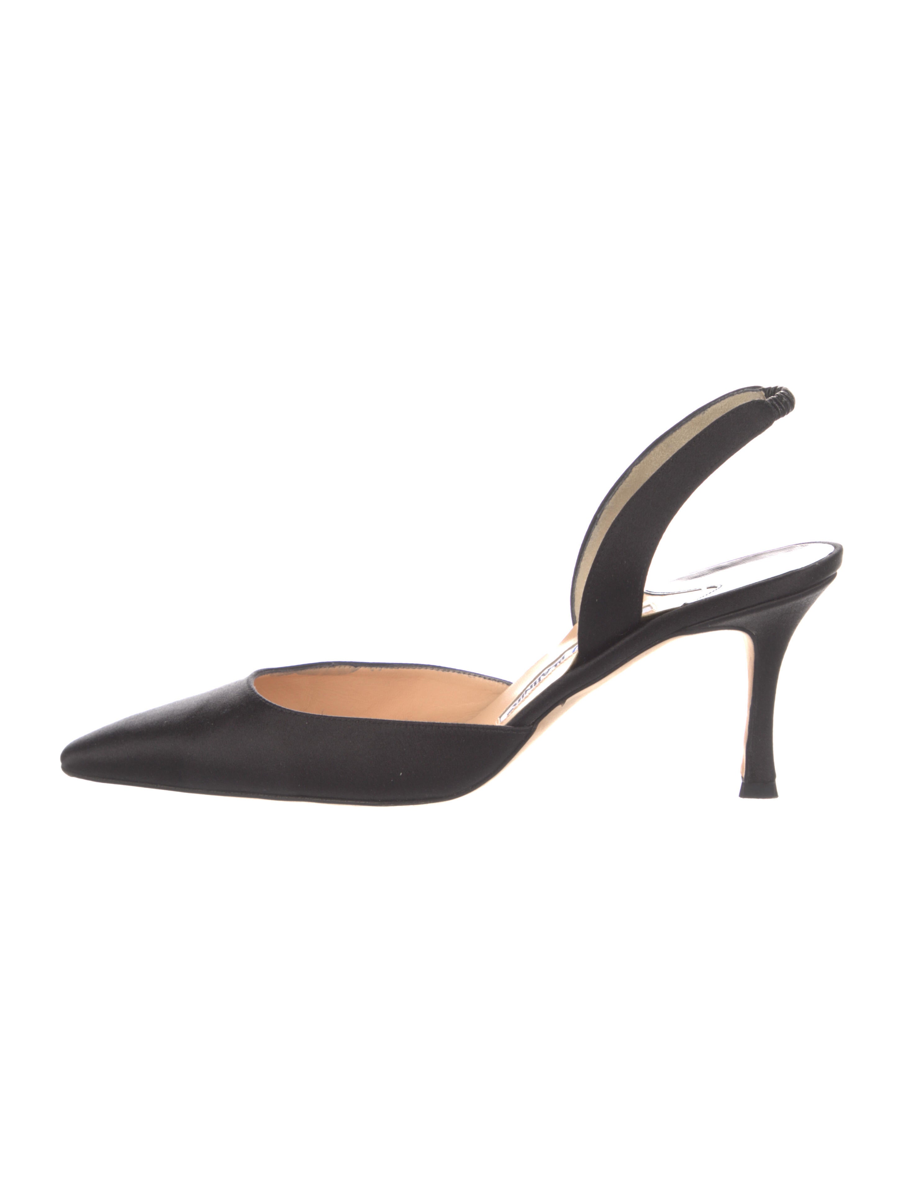 Manolo Blahnik Peep Toe Slingback Pumps Black Pumps Shoes Moo38407 The Realreal