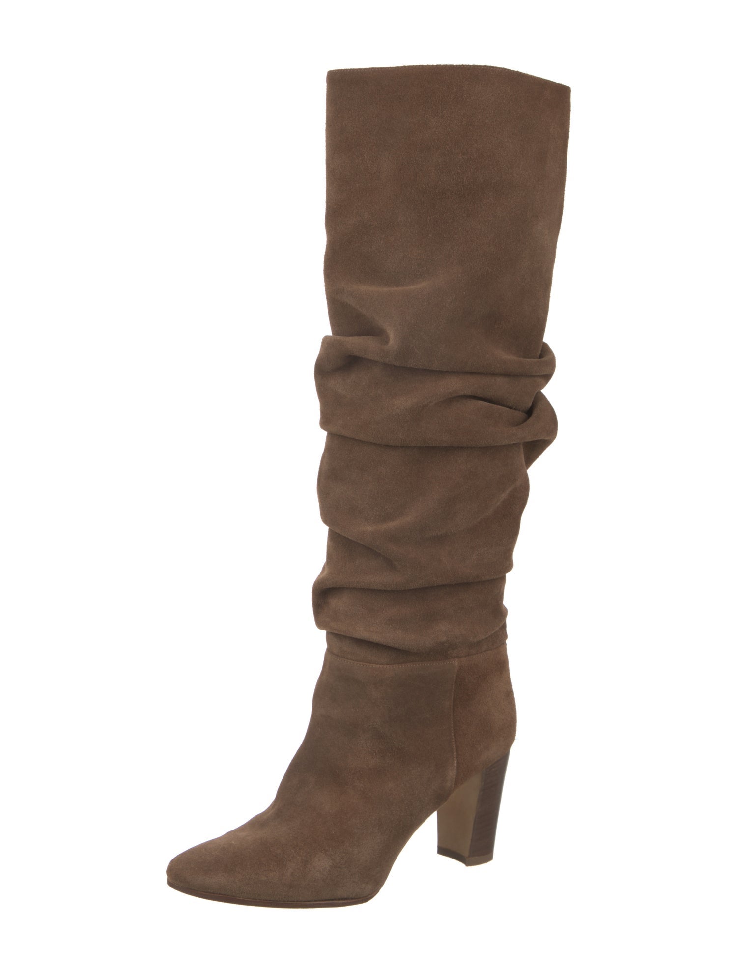 Manolo Blahnik Suede Slouch Boots - Brown Boots, Shoes - MOO261538 ...