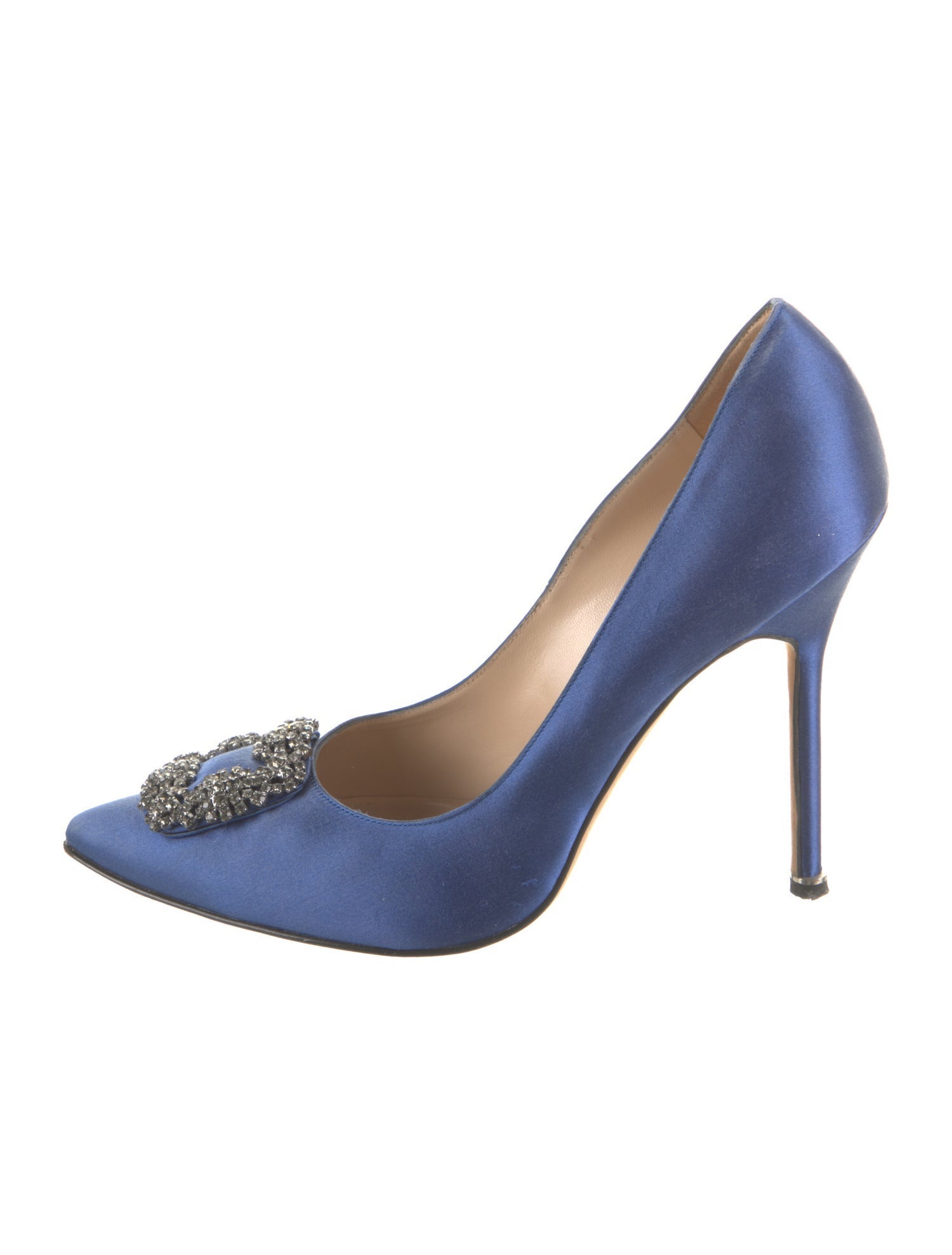 Manolo Blahnik Satin Crystal Embellishments Pumps - Purple Pumps, Shoes ...