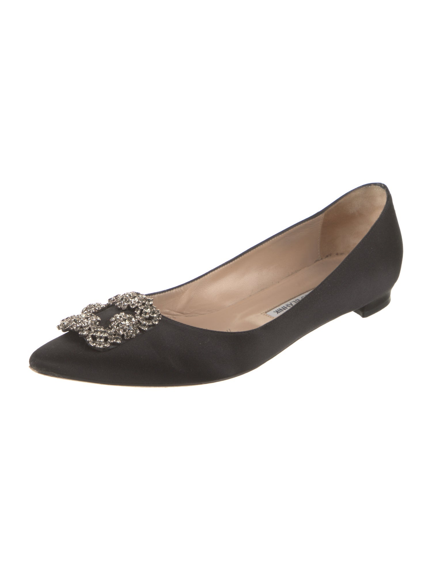 Manolo Blahnik Satin Crystal Embellishments Flats - Blue Flats, Shoes ...