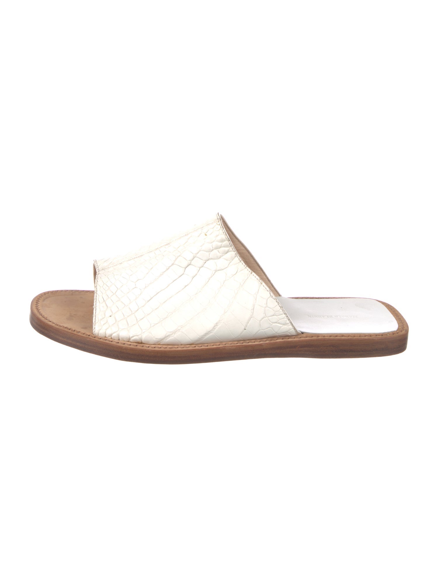 Manolo Blahnik Vintage Alligator Slides - White Sandals, Shoes ...
