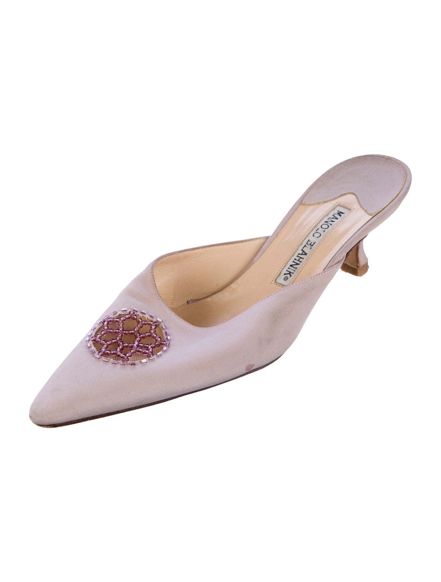 Manolo Blahnik Satin Graphic Print Mules - Purple Pumps, Shoes ...