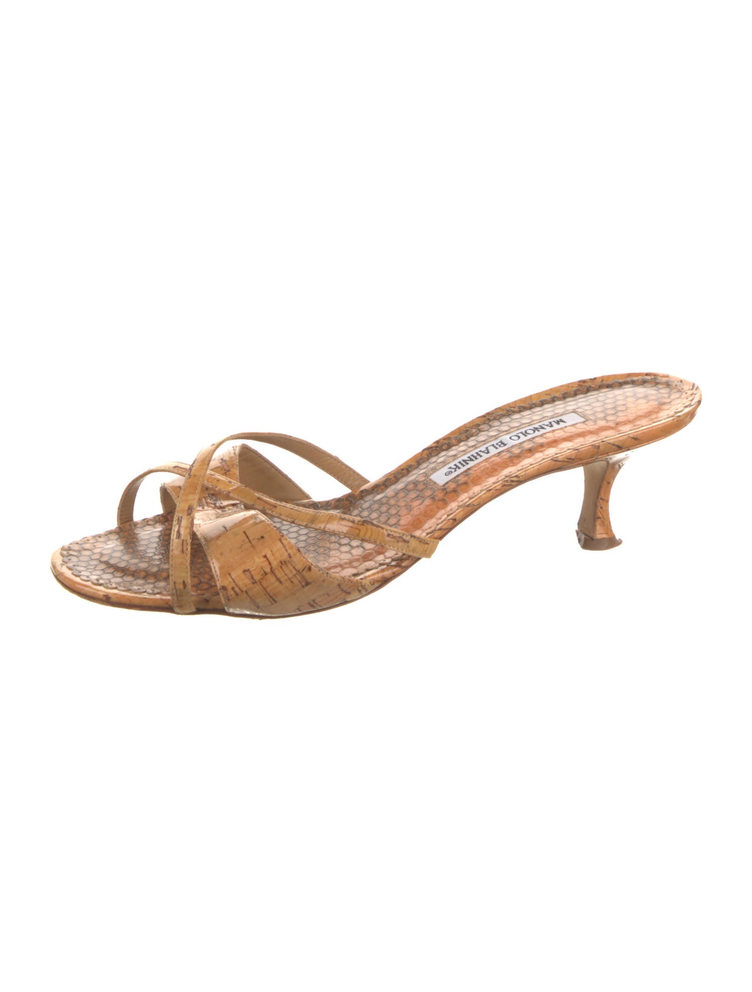 Manolo Blahnik Patent Leather Printed Slides - Neutrals Sandals, Shoes ...