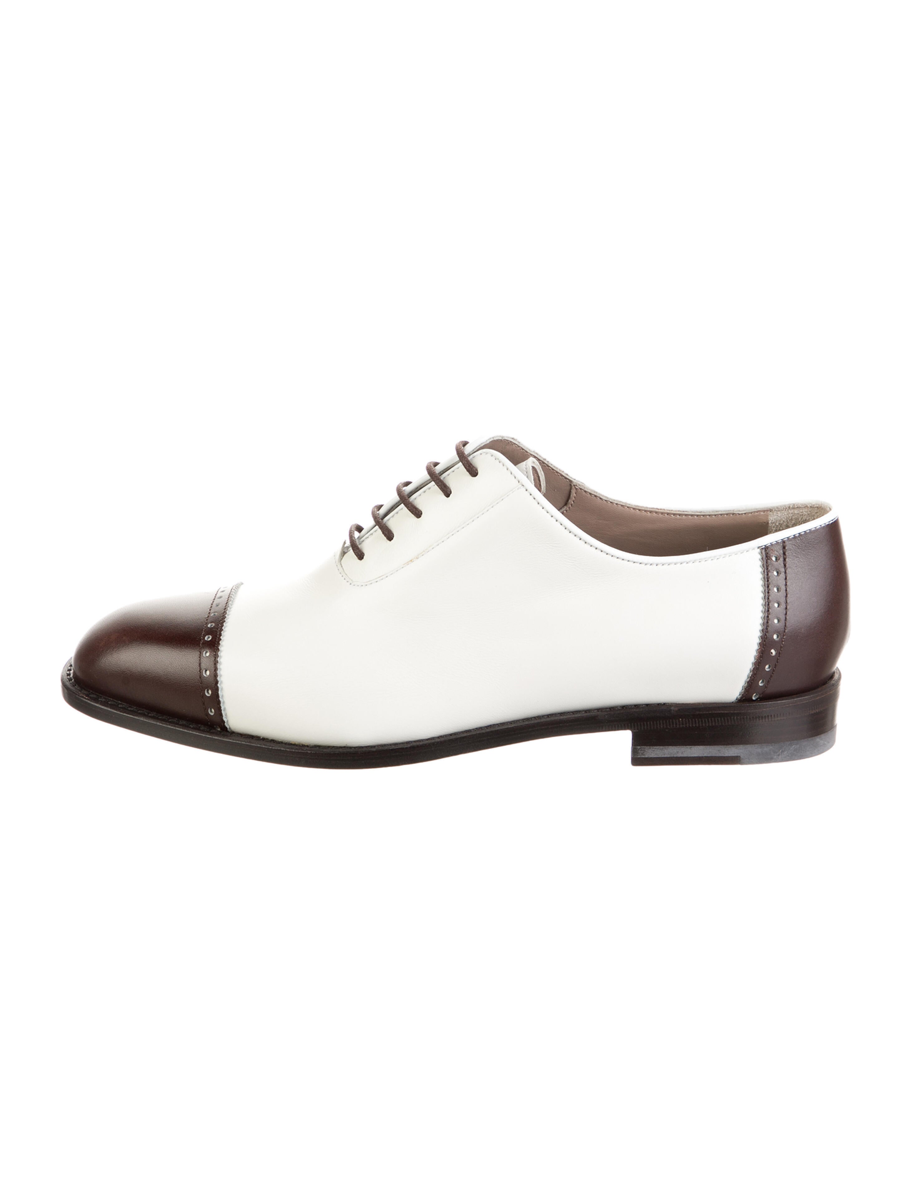 Manolo Blahnik Leather Colorblock Pattern Oxfords - White Oxfords ...