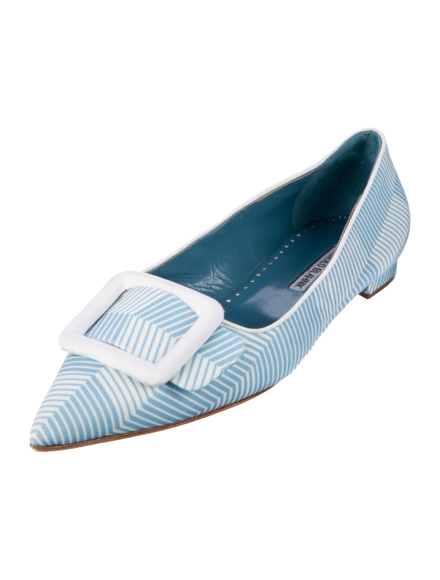 Manolo Blahnik Striped Ballet Flats - Blue Flats, Shoes - MOO328713 ...