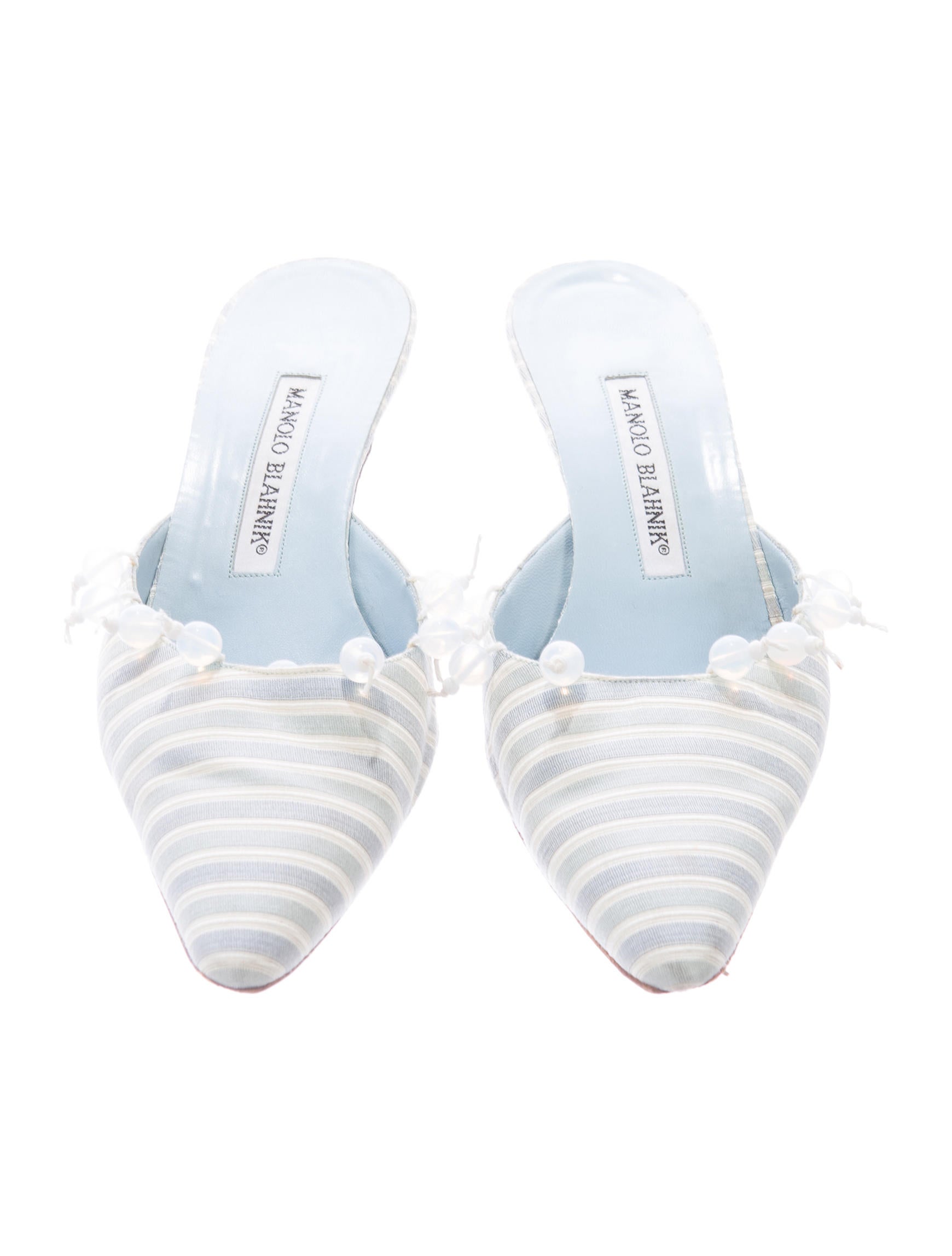 Manolo Blahnik Stripe Bead-Embellished Mules - Shoes - MOO53076 | The ...