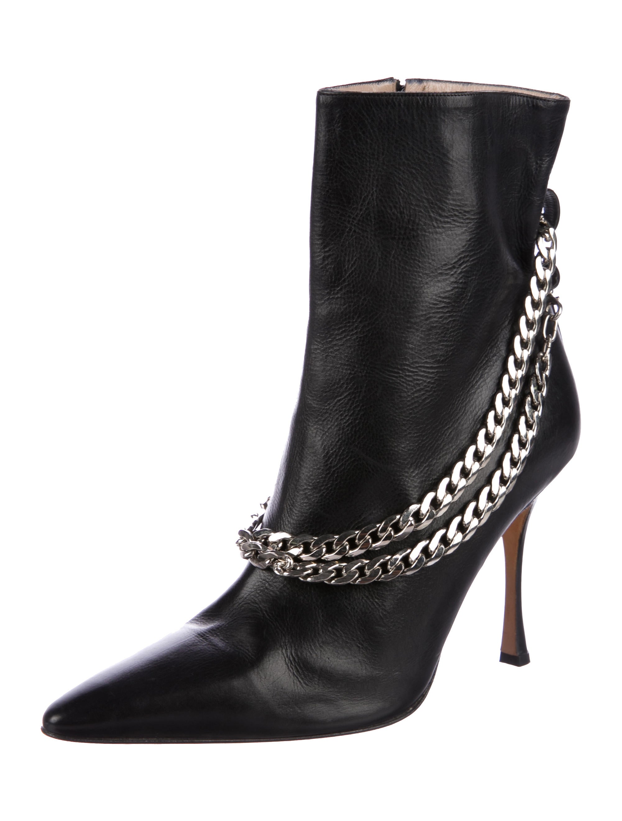 Manolo Blahnik Leather Ankle Boots - Black Boots, Shoes - MOO76892 ...