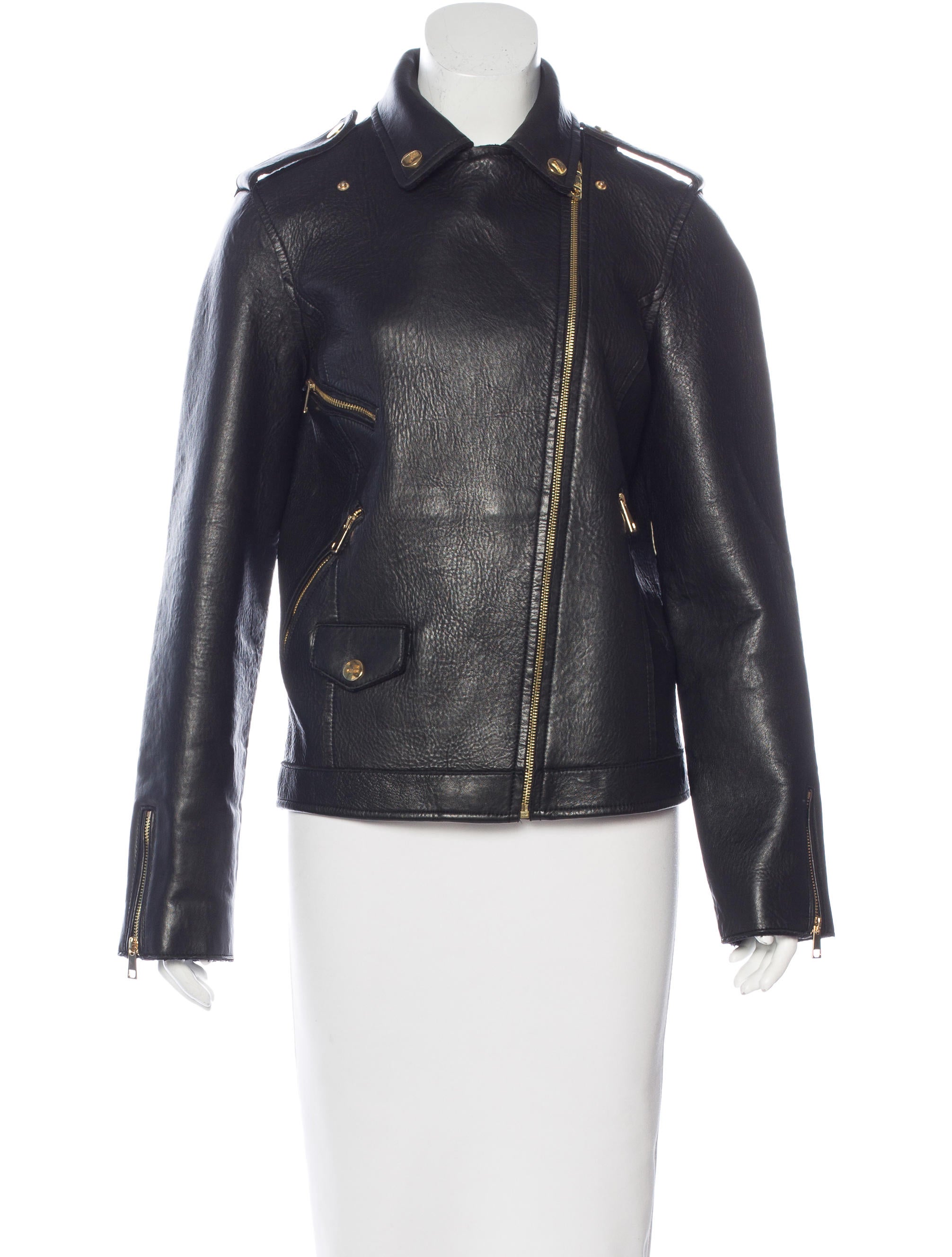 Moschino Leather Printed Jacket - Clothing - MOS27068 | The RealReal