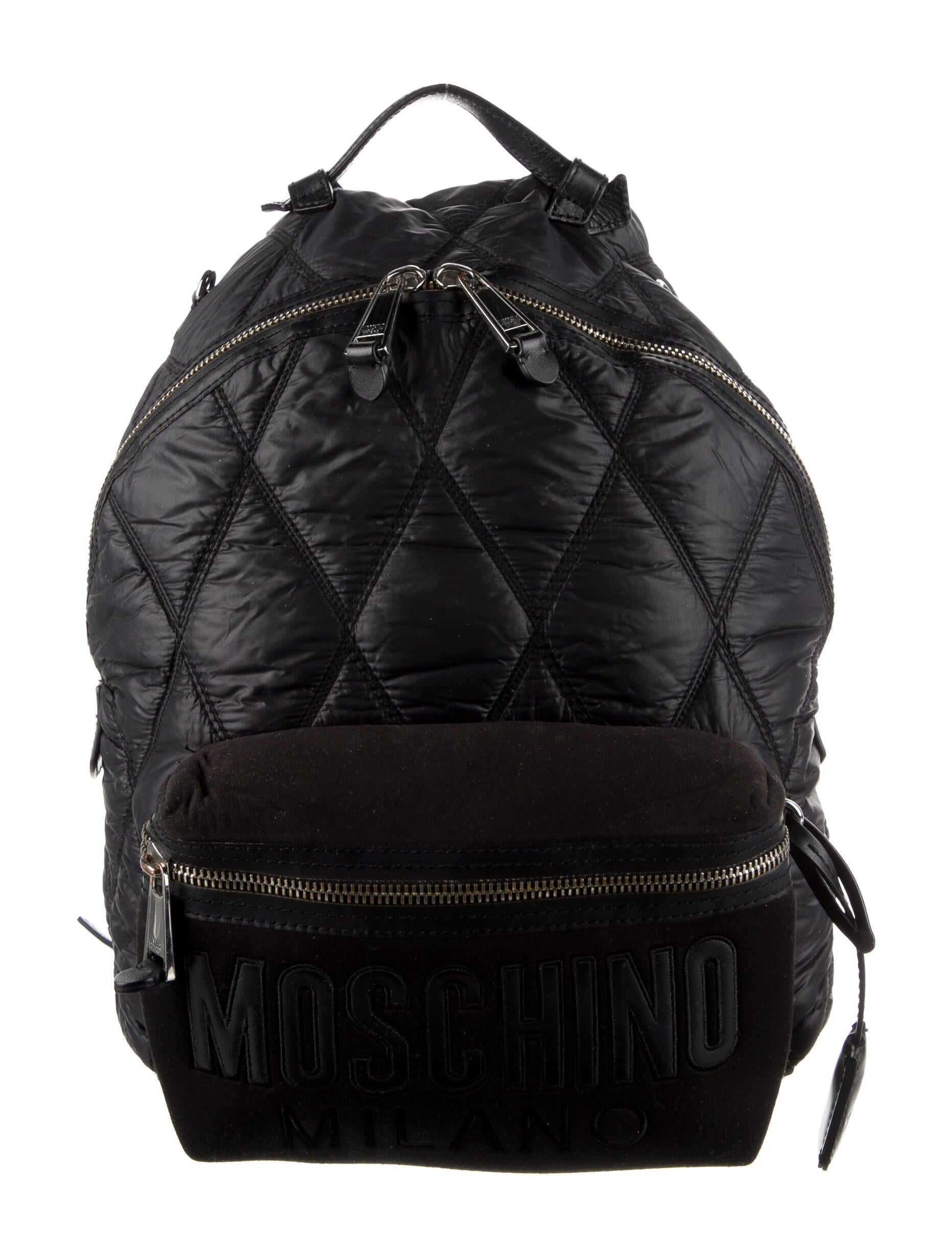Moschino Leather-Trimmed Nylon Backpack - Black Backpacks, Handbags ...