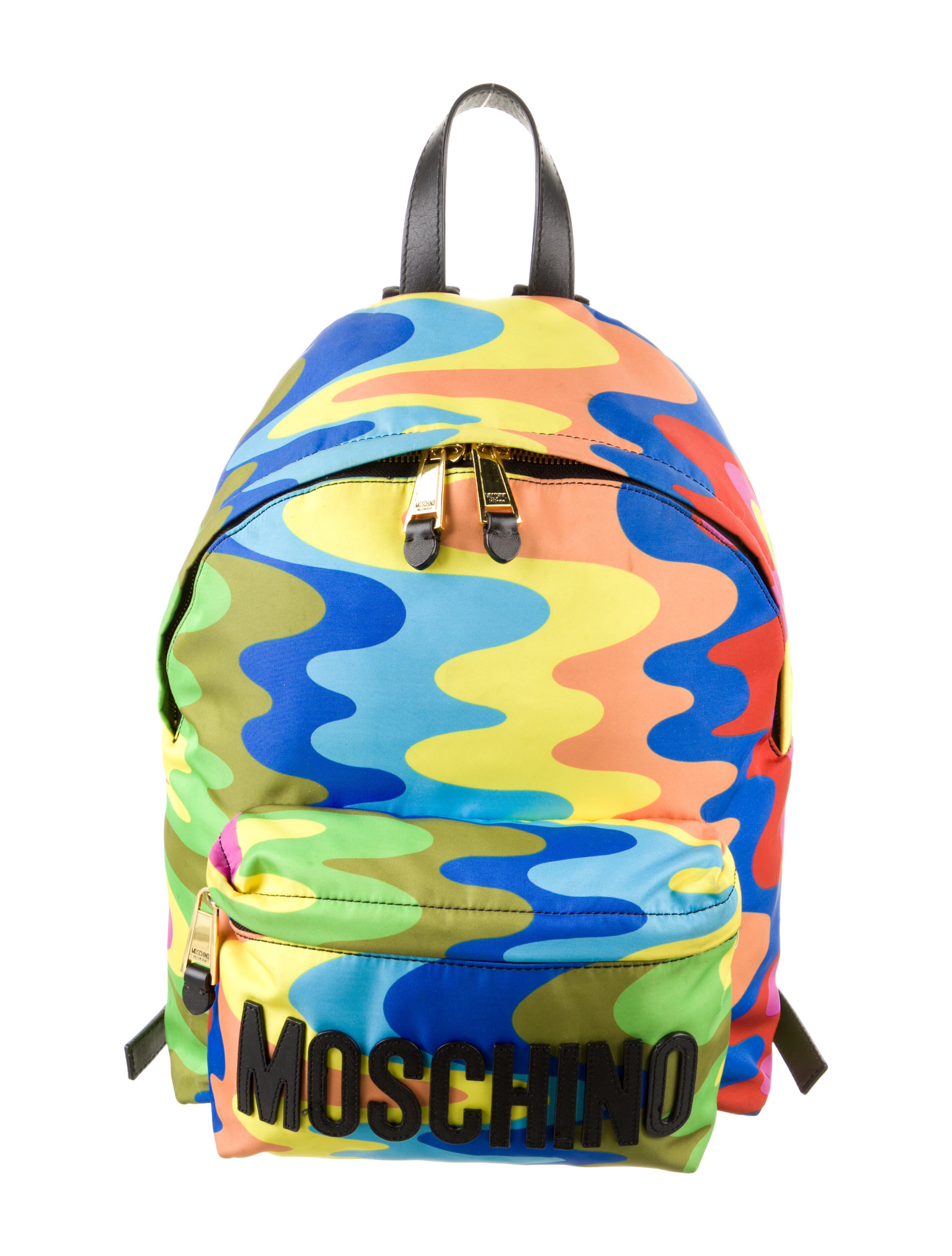 Boutique Moschino Houndstooth Leather Backpack - Black Backpacks ...