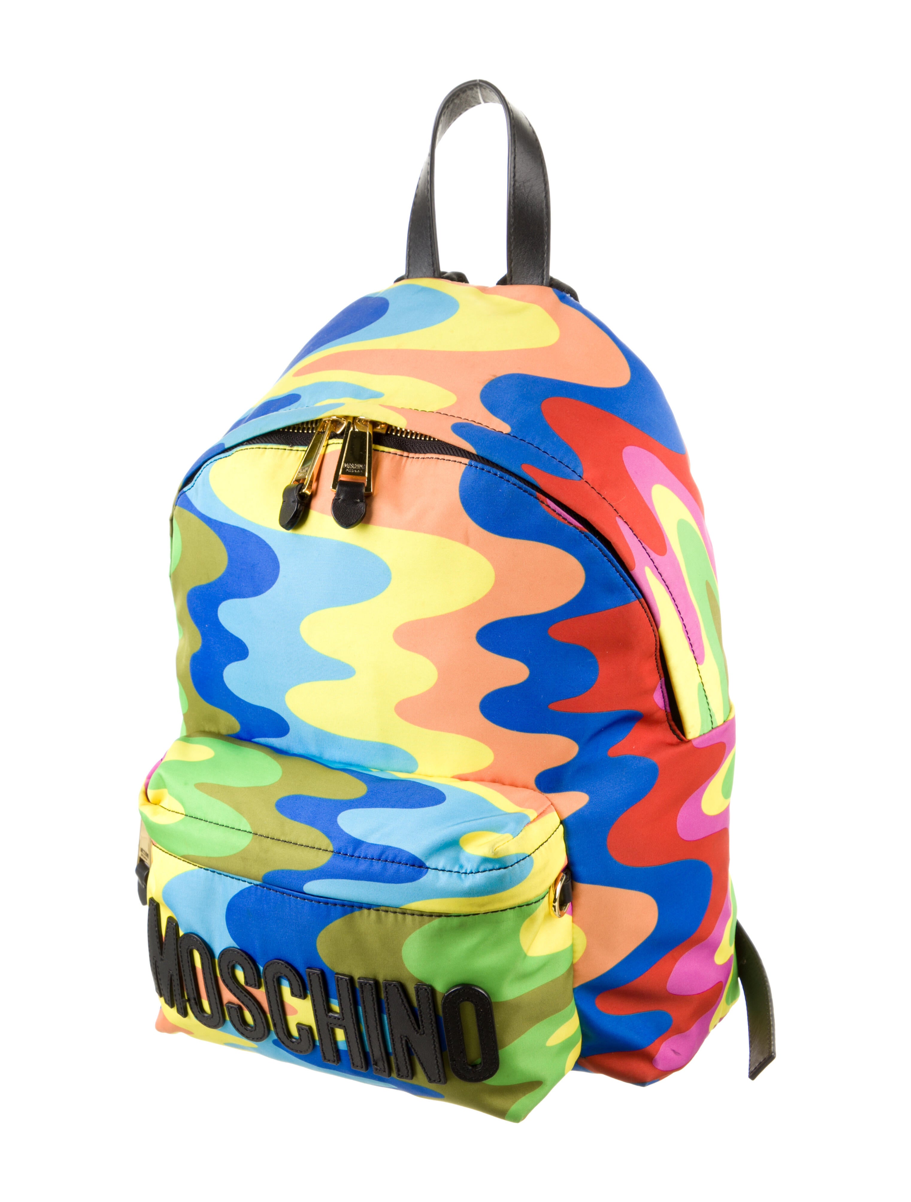 Boutique Moschino Houndstooth Leather Backpack - Black Backpacks ...