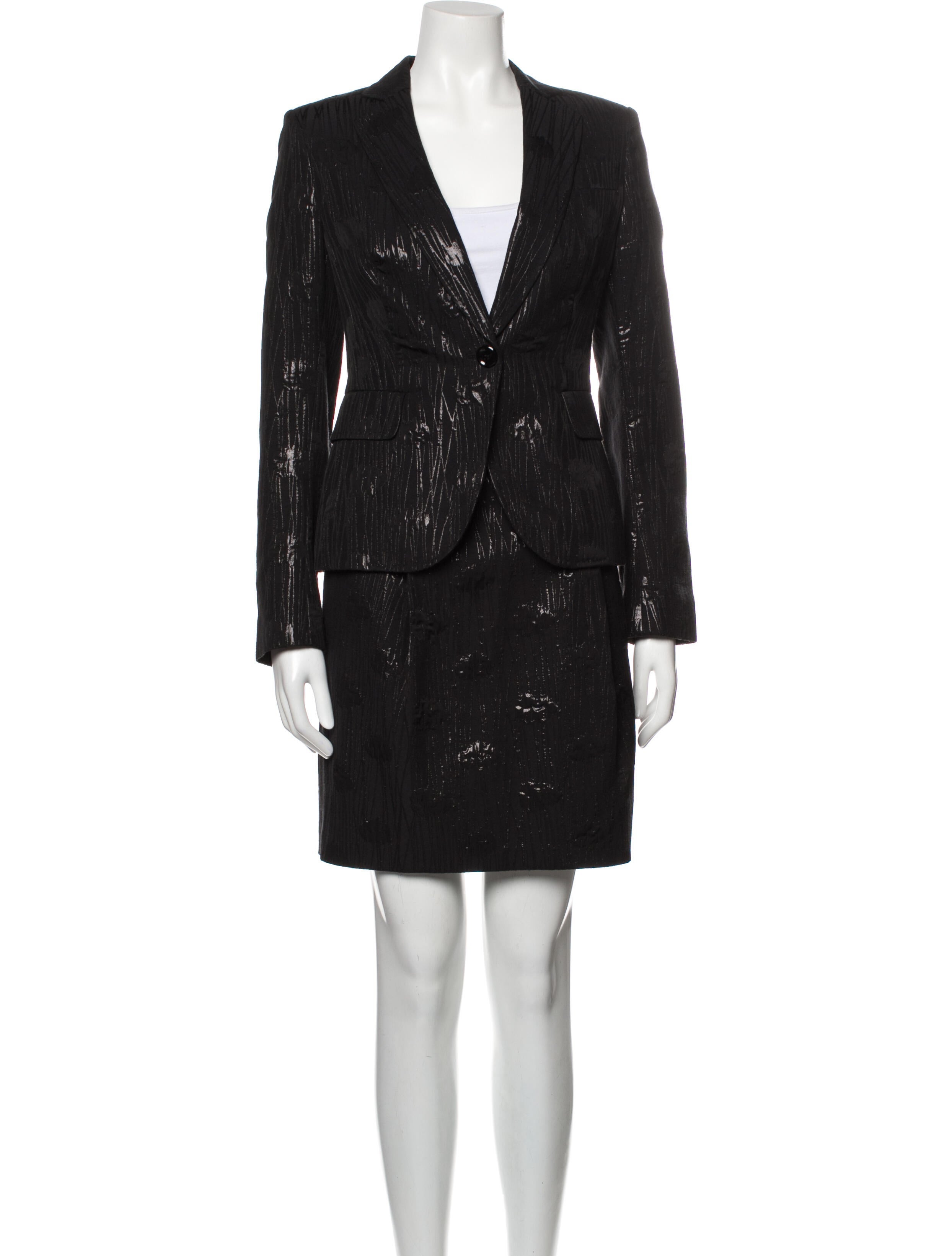 Moschino Patterned Skirt Suit - Black Suits and Sets, Clothing ...