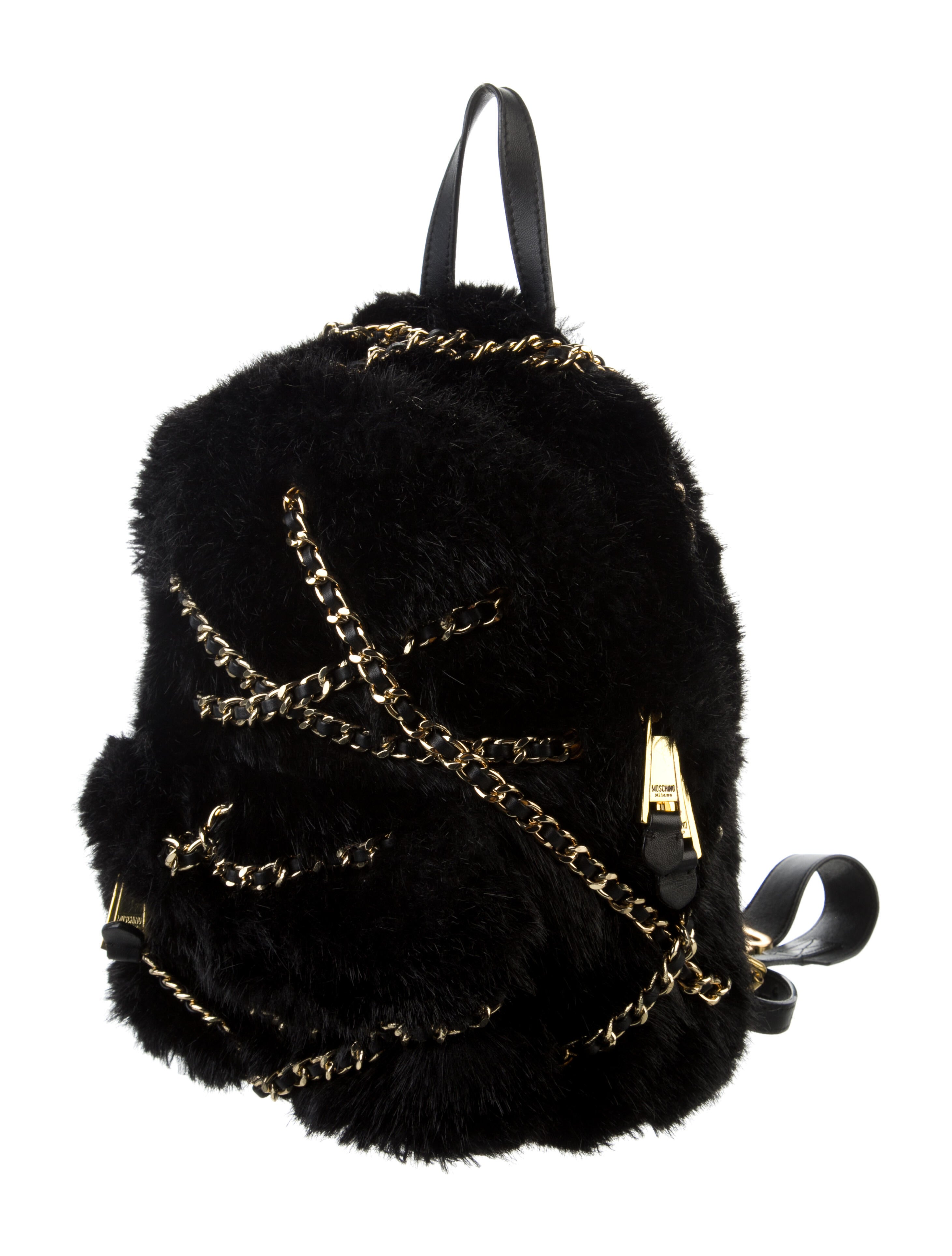 Moschino Fax Fur Chain-Link Backpack - Black Backpacks, Handbags ...