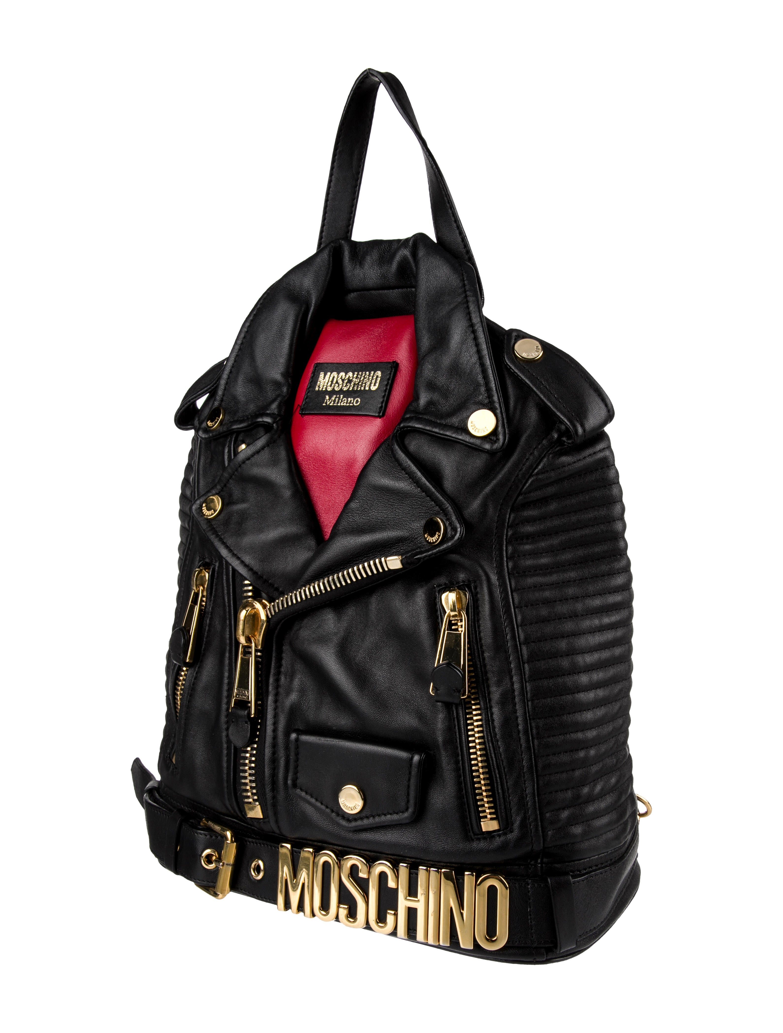 Moschino Biker Jacket Leather Backpack - Black Backpacks, Handbags ...