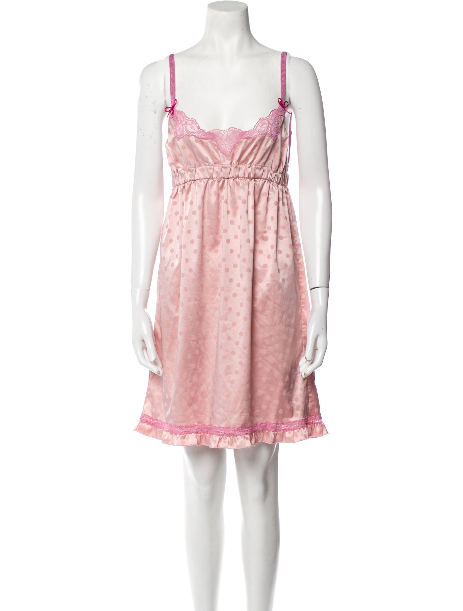 Moschino Polka Dot Print Lace Trim Embellishment Nightgown - Pink ...