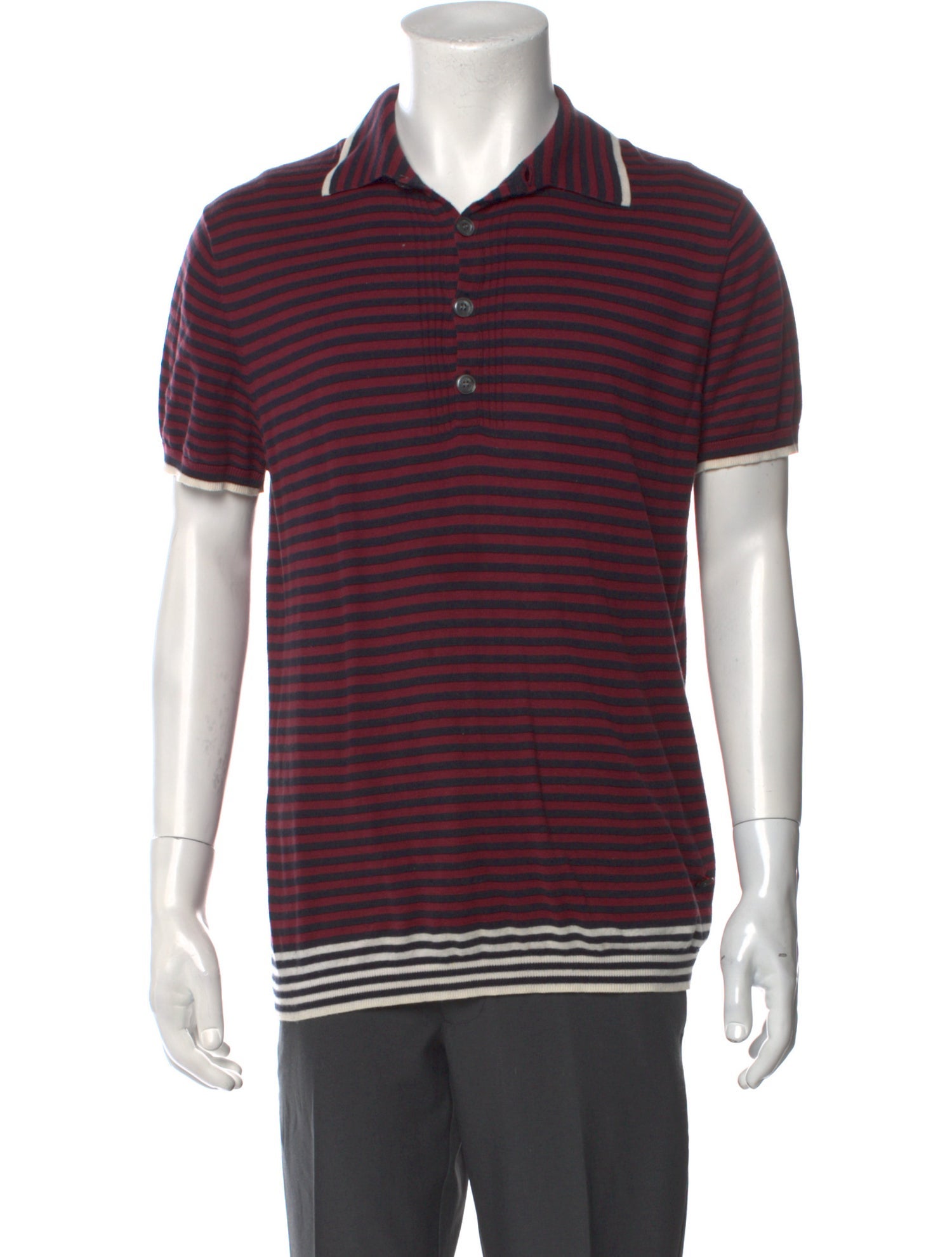 Moschino Striped Collar Polo Shirt - Burgundy Polos, Clothing ...