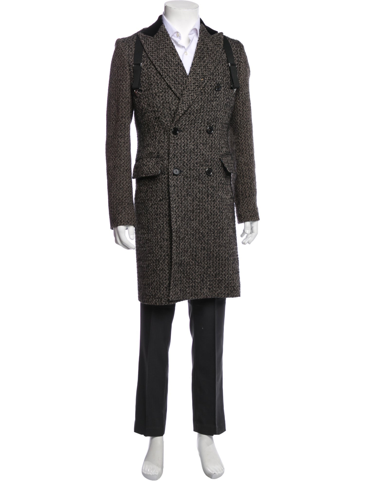 Gucci Wool Herringbone Chester Houndstooth Print Overcoat - Black ...