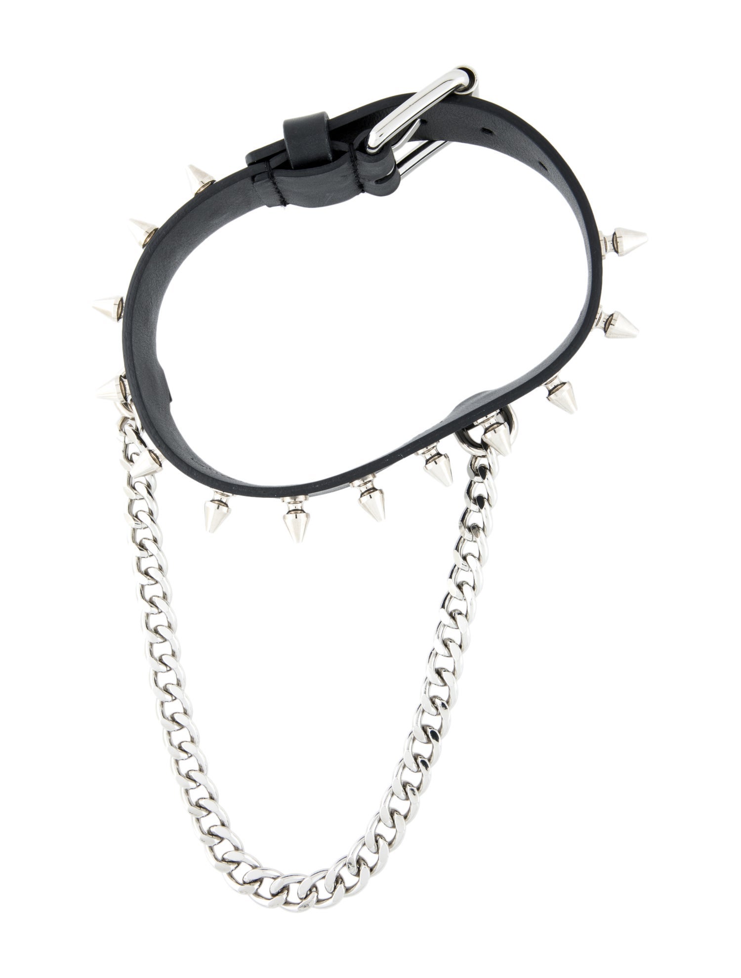 Moschino Leather Spike & Chain Choker Necklace - Black, Silver-Tone ...