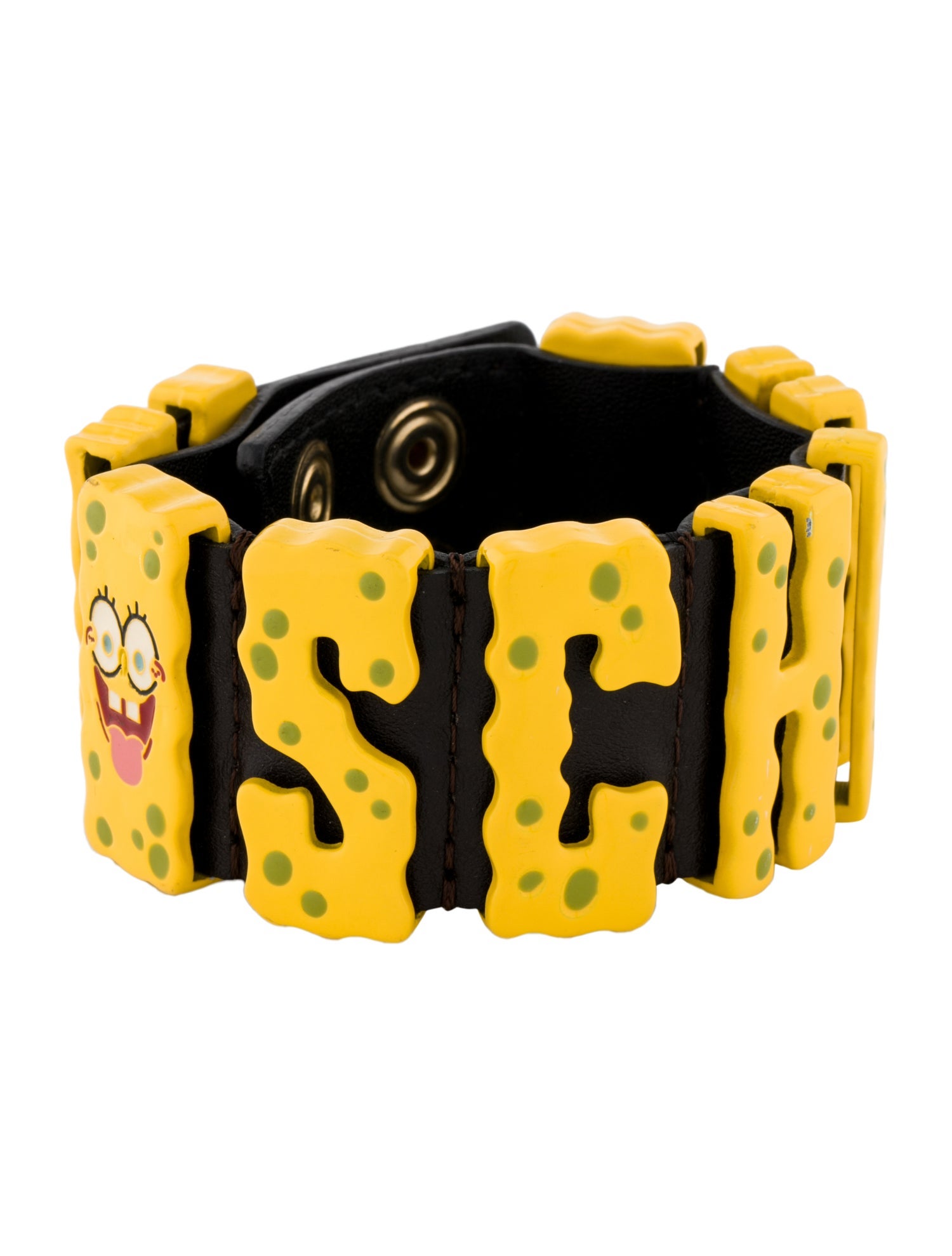 Moschino Enamel & Leather Spongebob Squarepants Wrap Cuff - Black ...