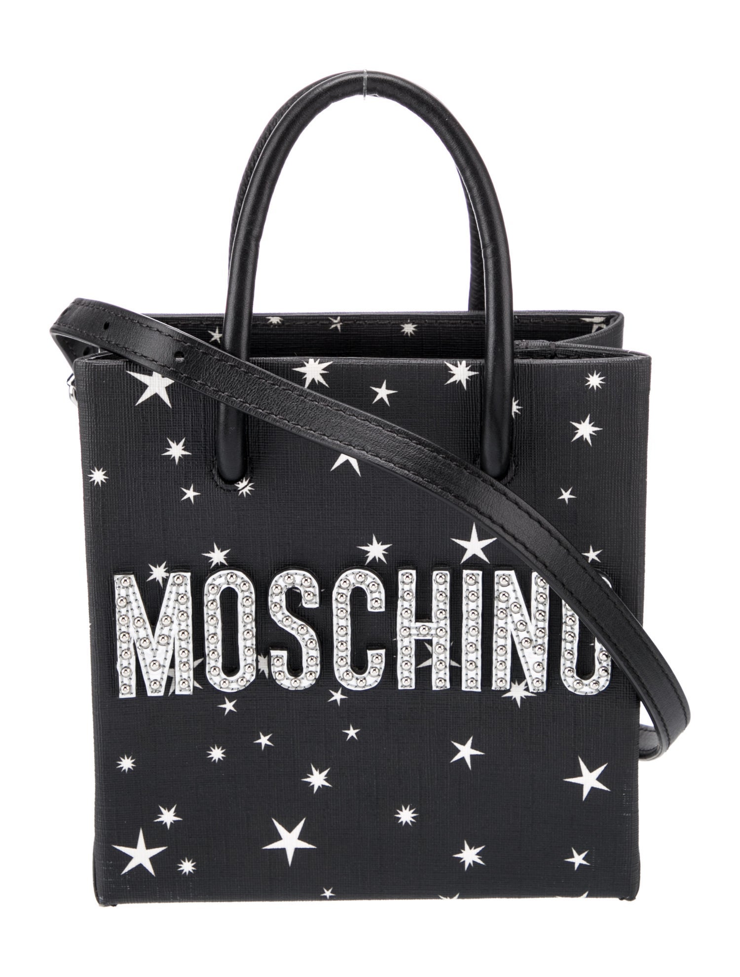 Moschino Leather Patterned Bag - Black Handle Bags, Handbags - MOS80199 ...
