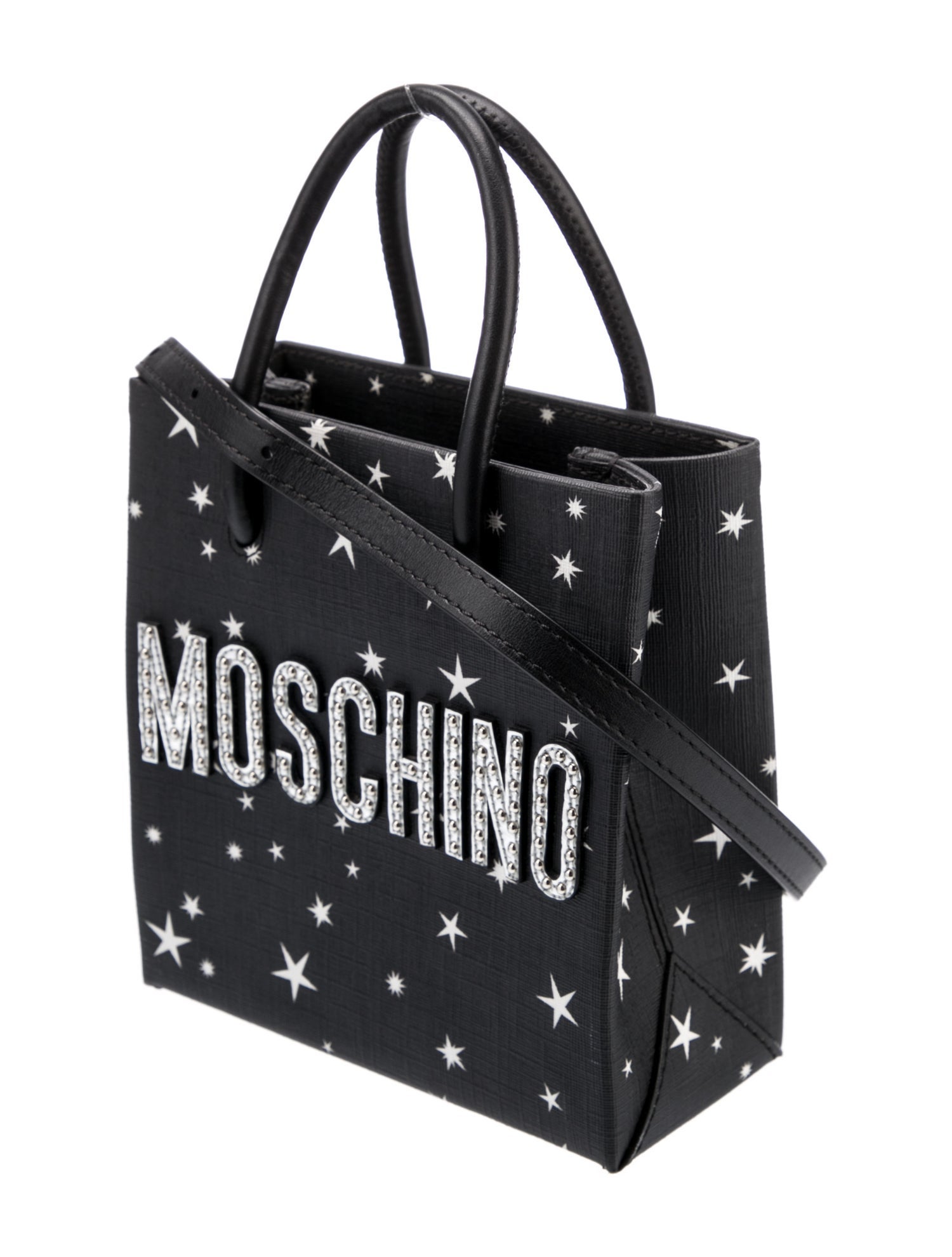 Moschino Leather Patterned Bag - Black Handle Bags, Handbags - MOS80199 ...