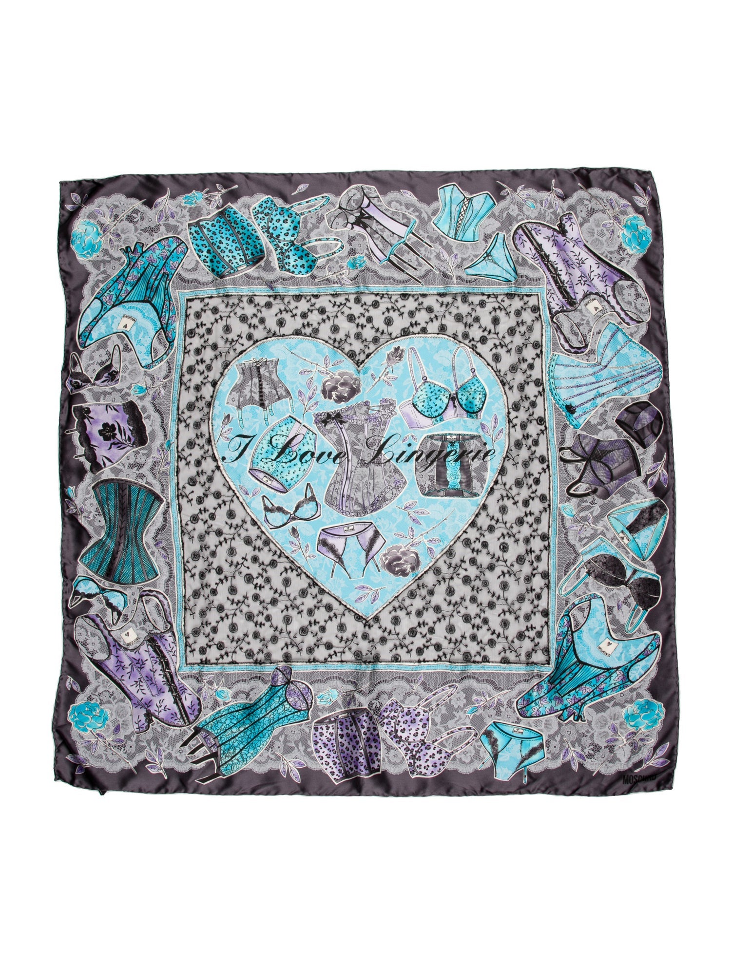 Moschino Silk Printed Scarf - Grey Scarves, Accessories - MOS81622 ...
