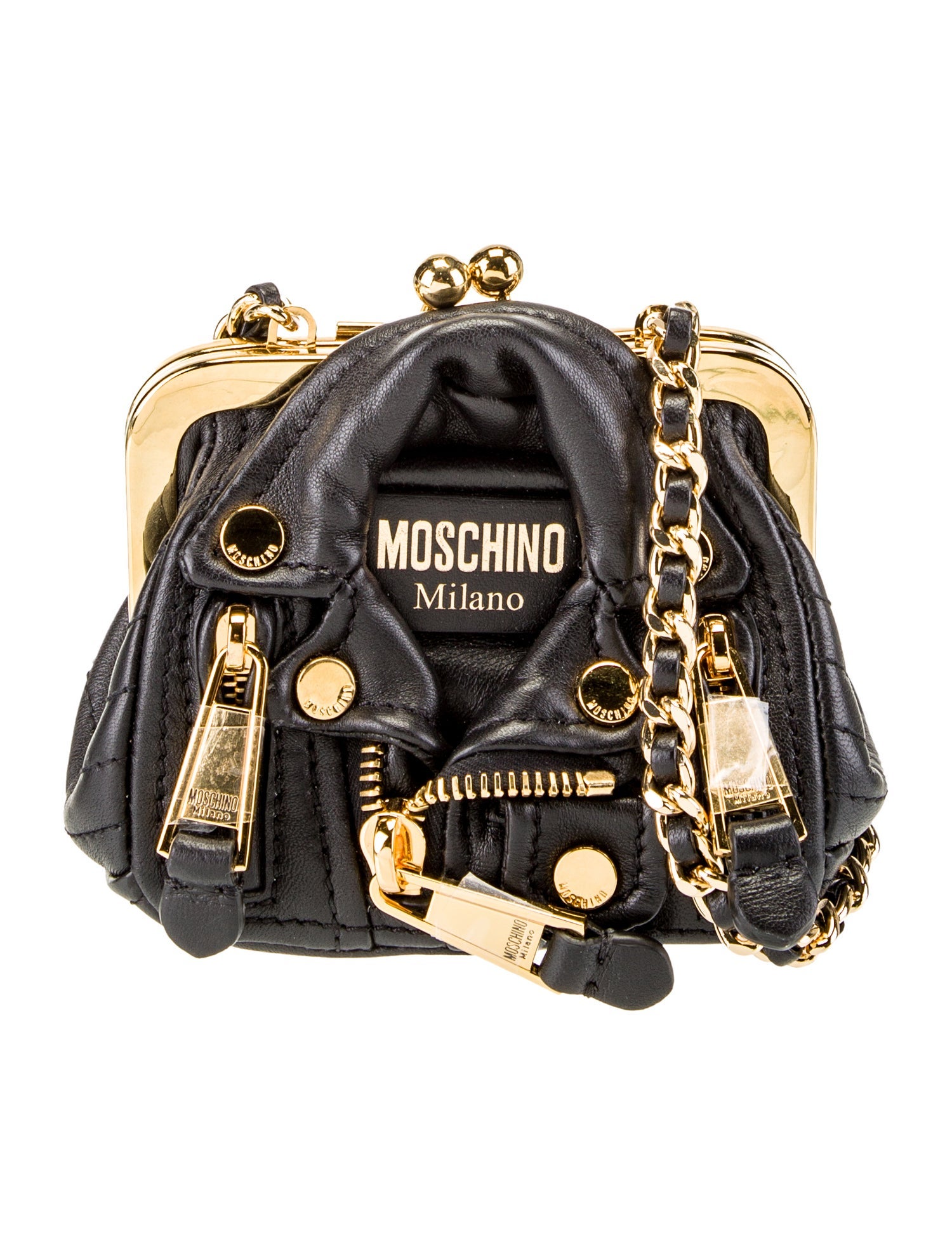 Moschino Leather Minaudière - Black Mini Bags, Handbags - MOS83448 ...
