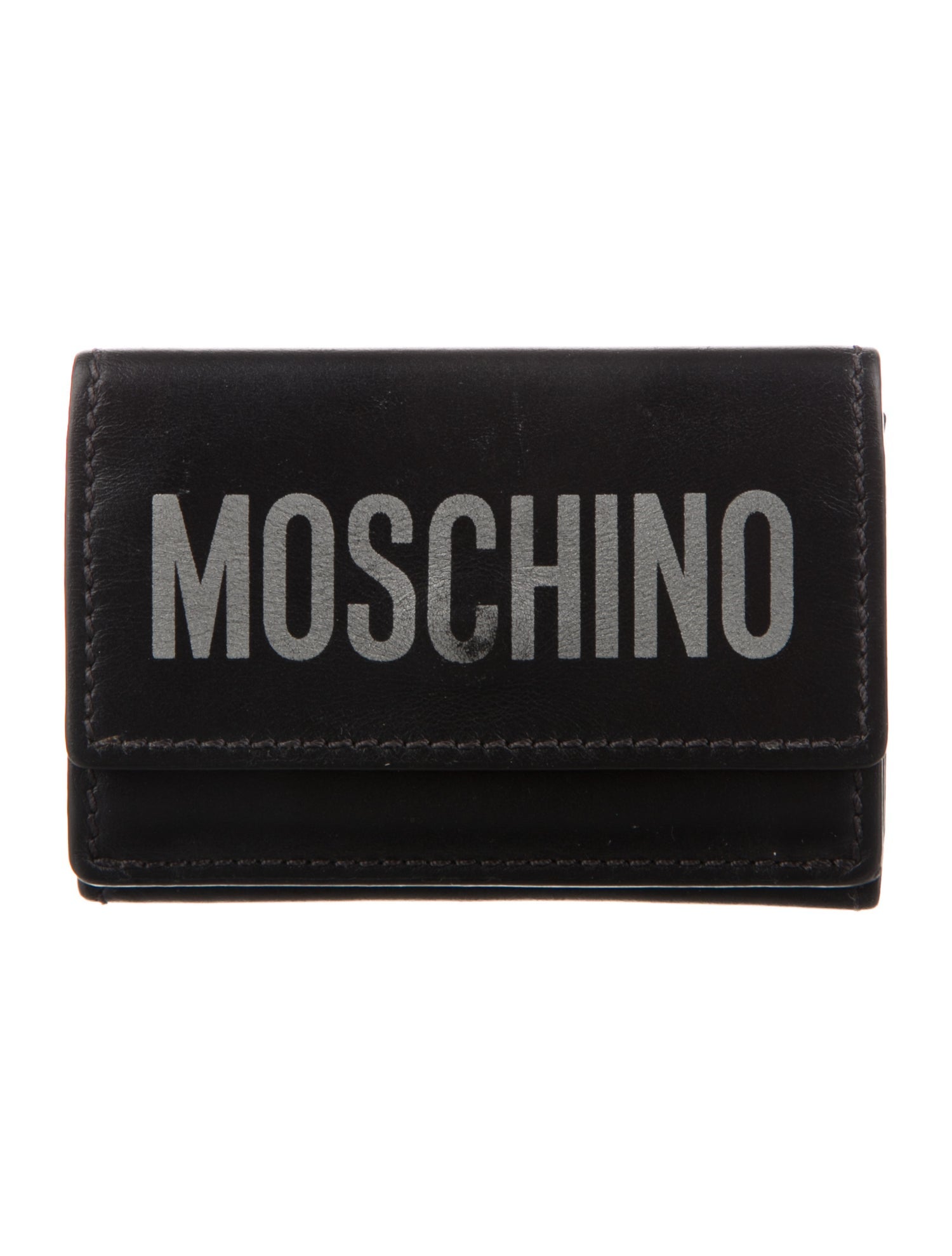Moschino Leather Printed Compact Wallet - Black Wallets, Accessories ...
