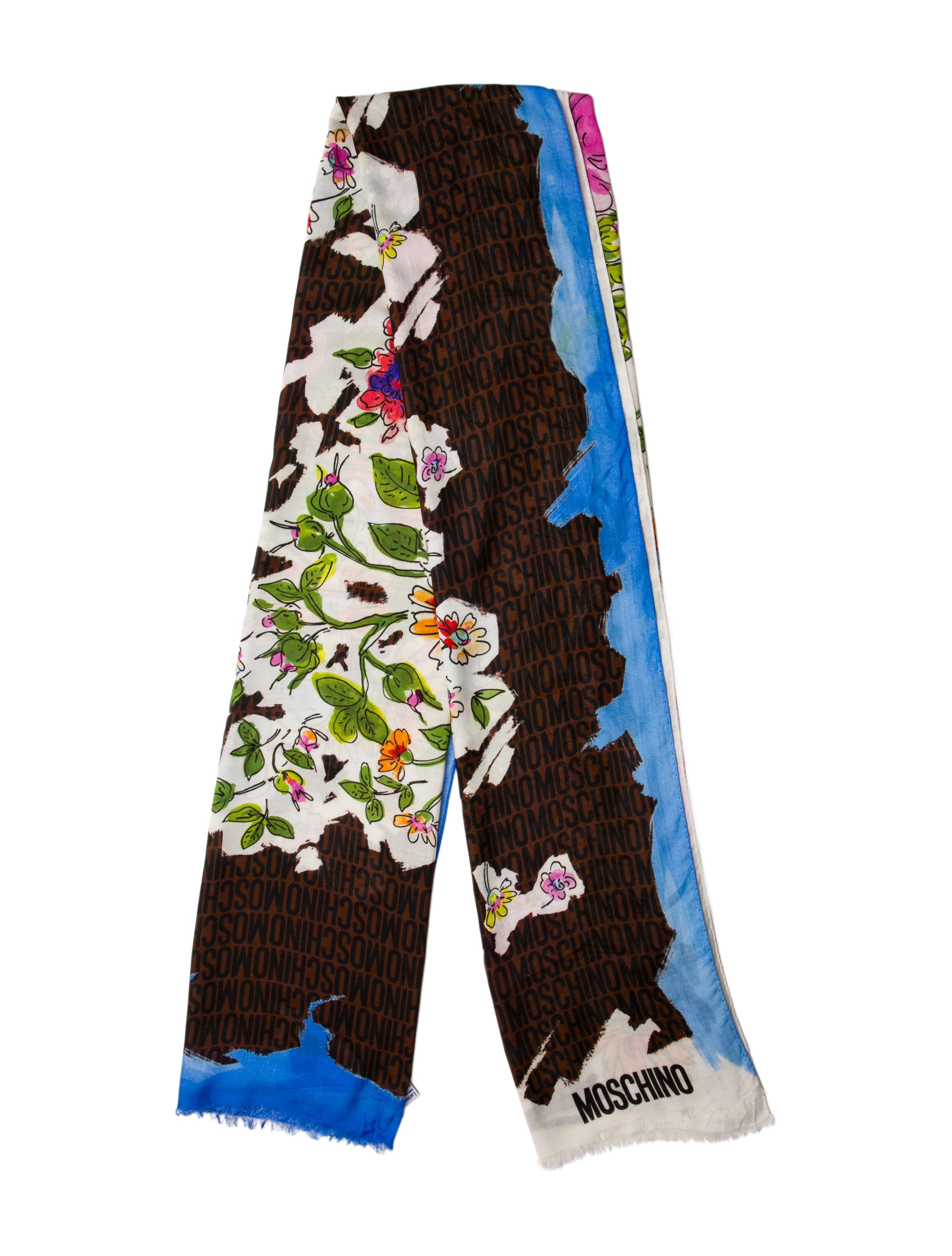 Moschino Floral Print Scarf - Purple Scarves and Shawls, Accessories ...