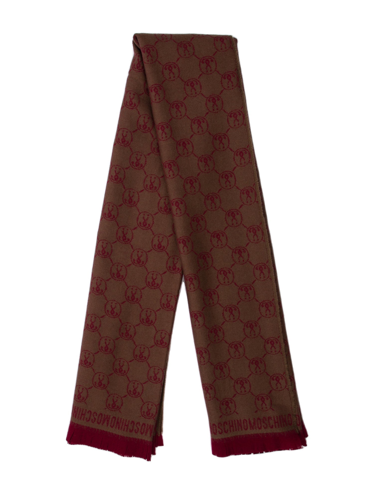 Moschino Wool Printed Shawl w/ Tags - Burgundy Scarves and Shawls ...