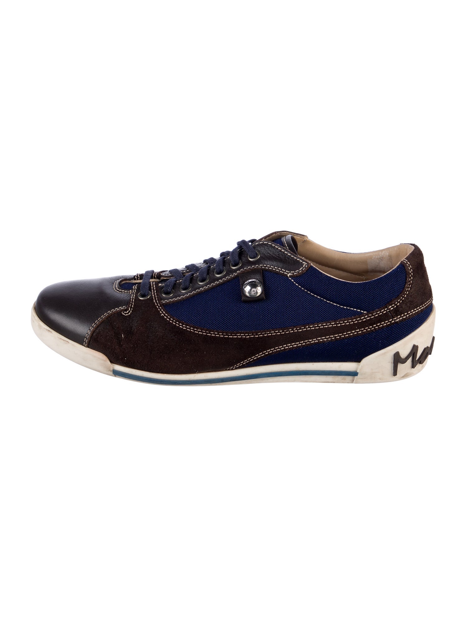 Moschino Leather Colorblock Pattern Sneakers - Blue Sneakers, Shoes ...