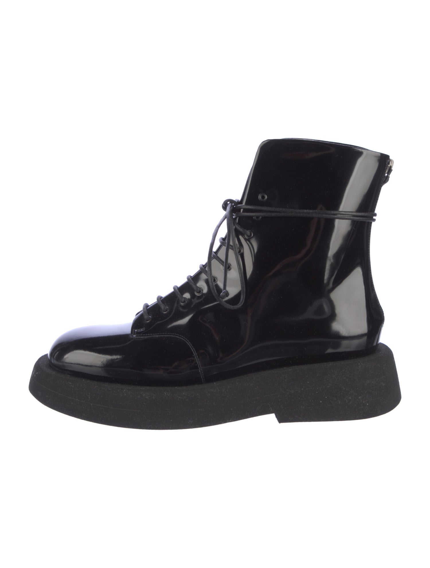 Marsèll Vegetarian Patent Leather Combat Boots - Black Boots, Shoes ...