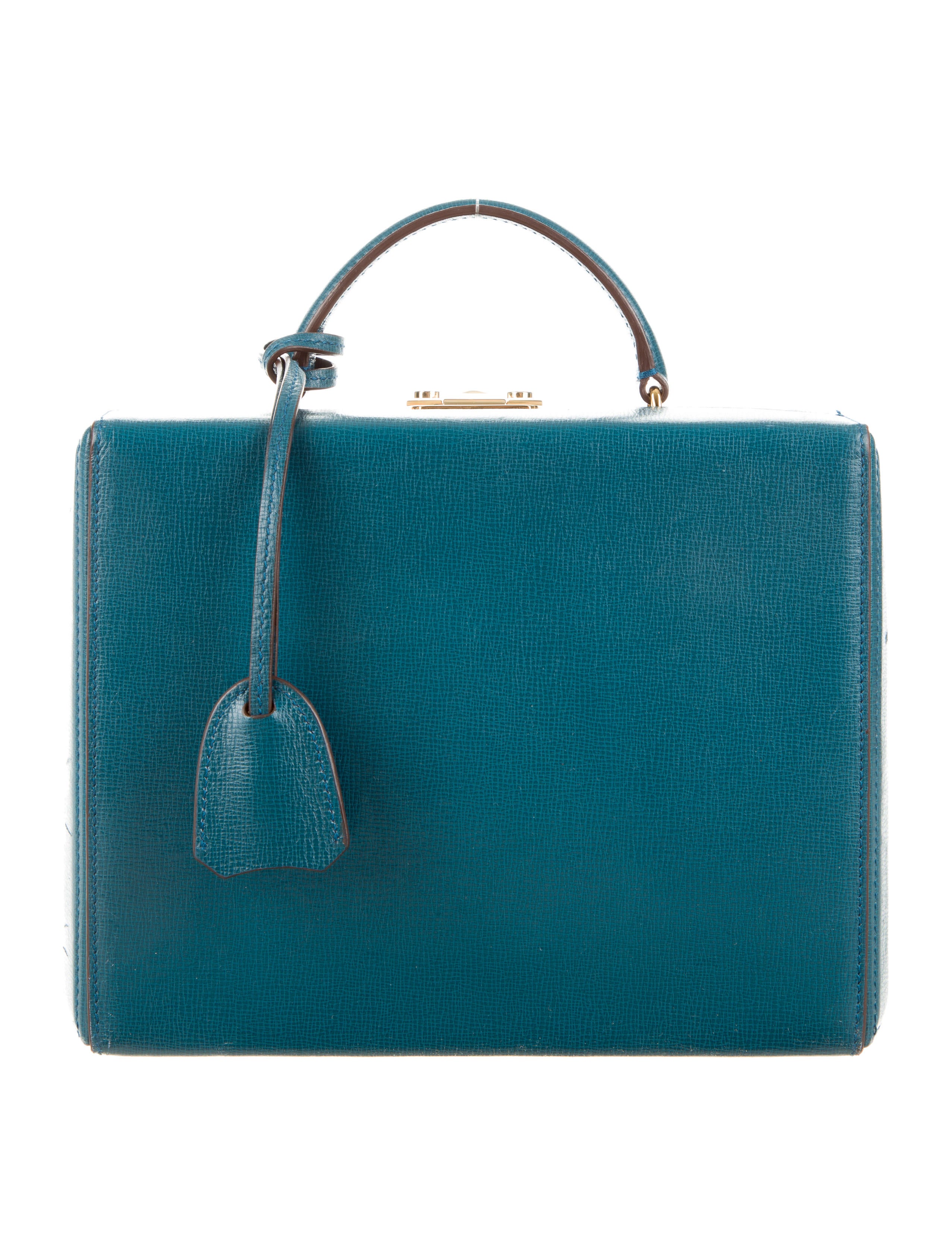 Mark Cross Large Grace Box Bag - Blue Satchels, Handbags - MRK20163 ...