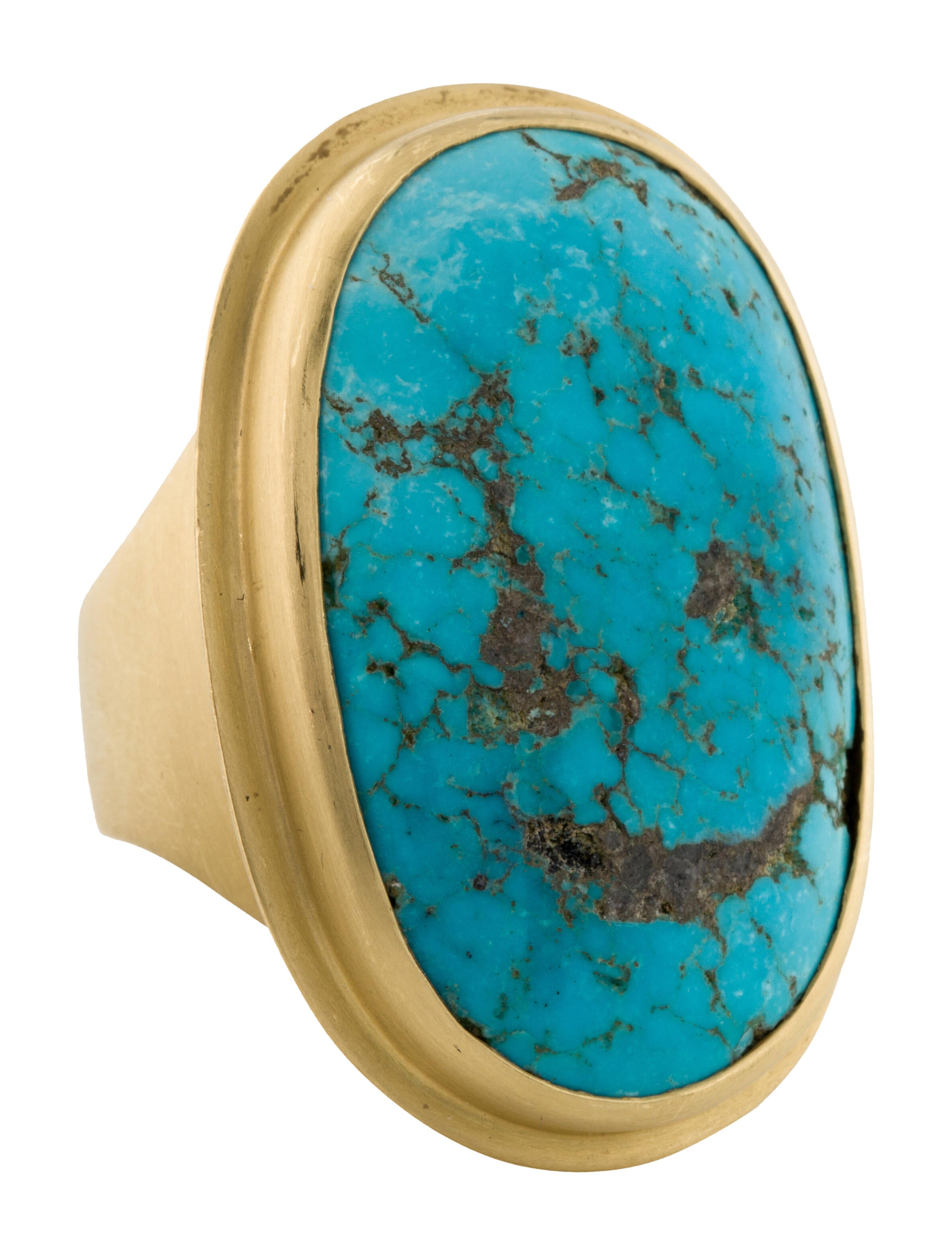 Me&Ro 18K Turquoise Large Persian Ring - 18K Yellow Gold Cocktail Ring ...