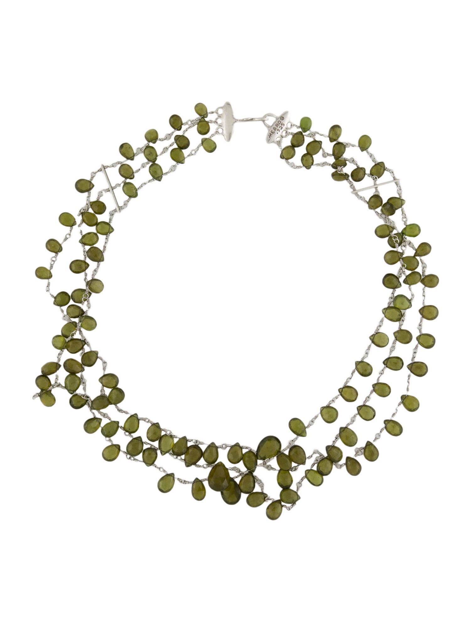 Me&Ro Idocrase Multistrand Necklace - Sterling Silver Multistrand ...