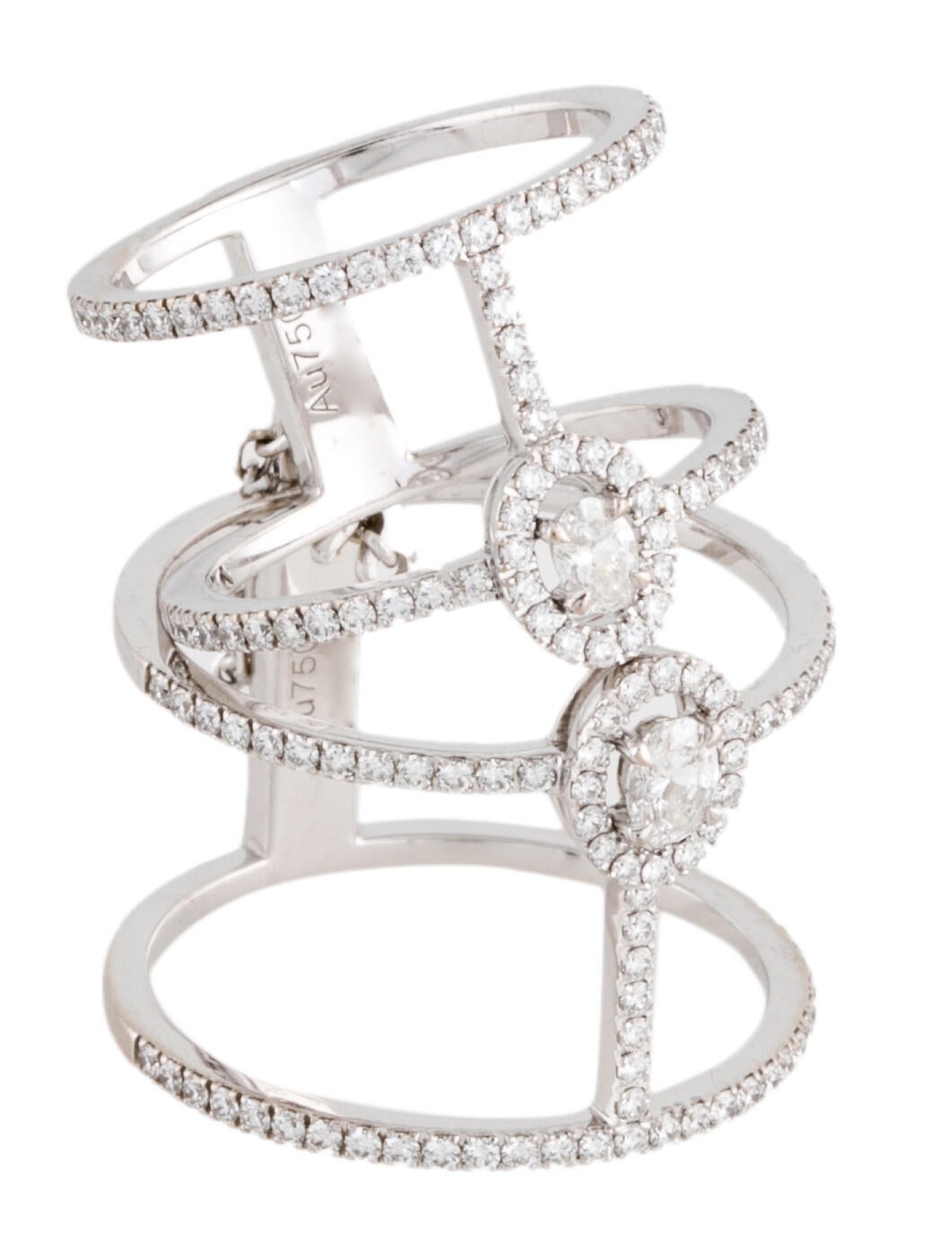 Messika 18K Diamond Glam'Azone Double Ring - 18K White Gold Cocktail ...