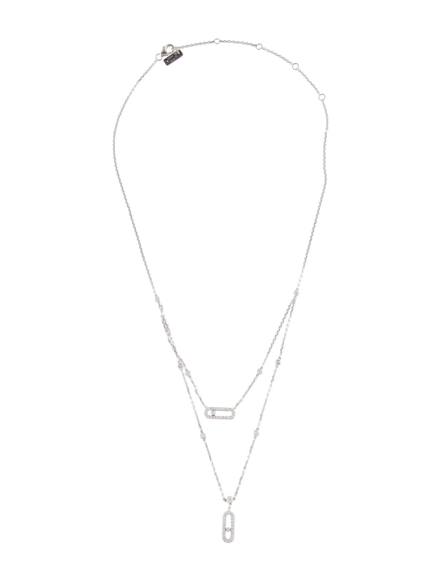 Messika 18K Diamond Move Uno Two Row Necklace - Rhodium-Plated 18K ...